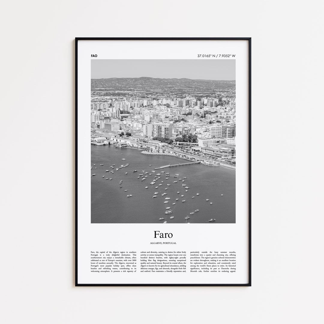 Faro Black and White Print, Faro Photo Poster, Faro Travel Poster Gift ...