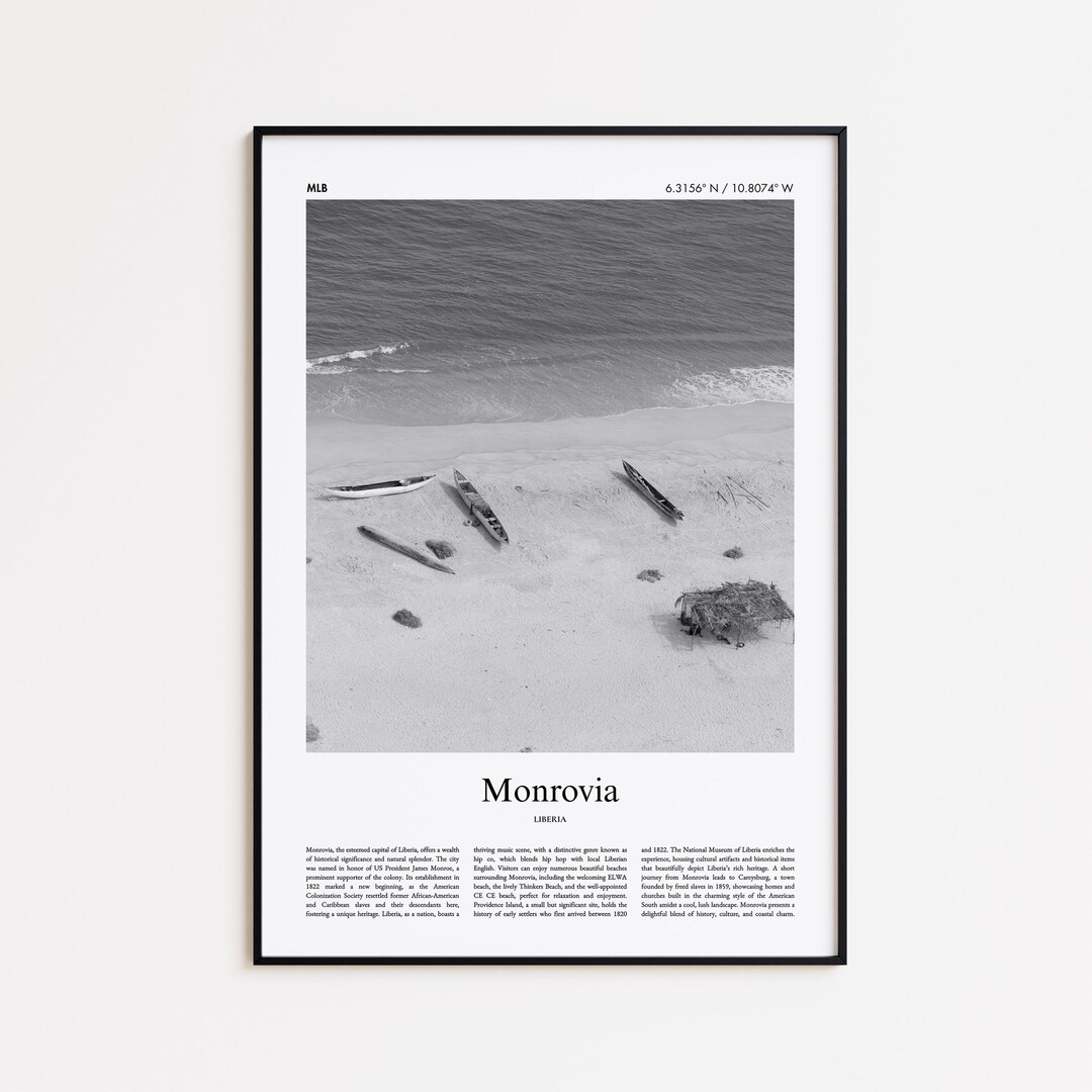 Monrovia Black and White Print, Monrovia Photo Poster, Monrovia Travel ...