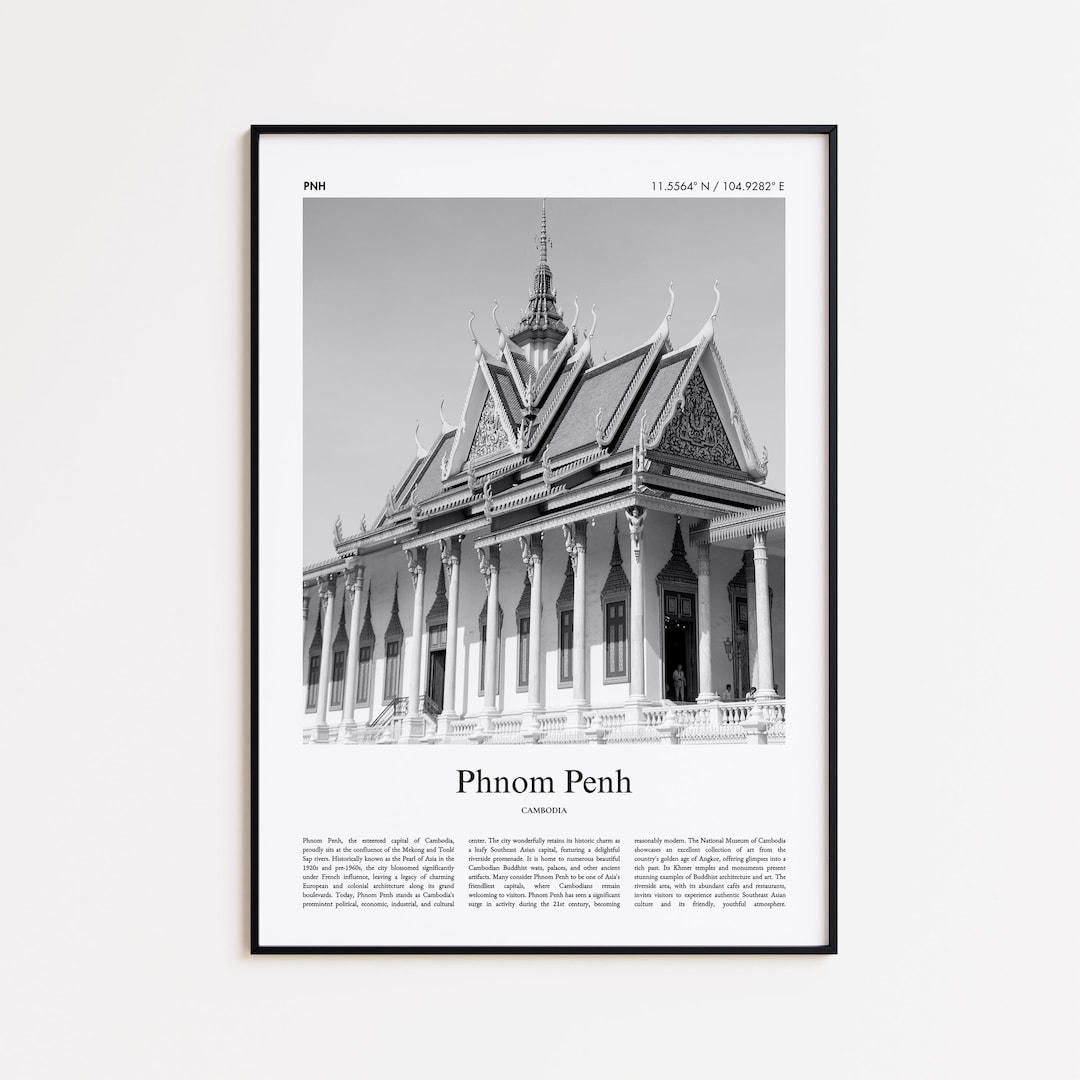 Phnom Penh Black and White Print, Phnom Penh Photo Poster, Phnom Penh ...