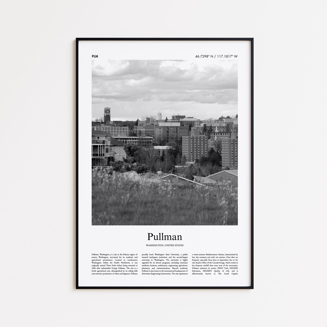 Pullman Black and White Print, Pullman Photo Poster, Pullman Travel ...