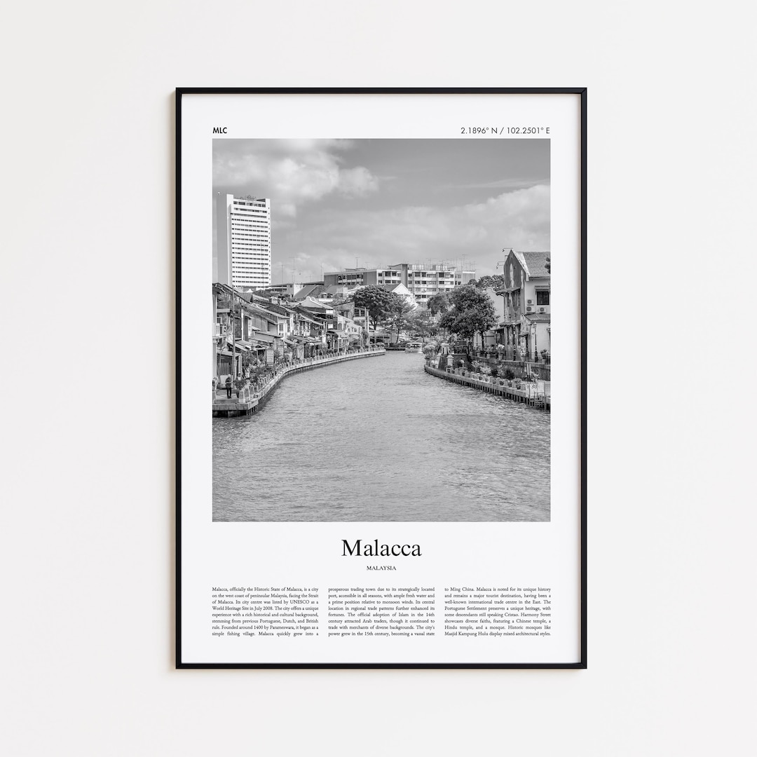 Malacca Black and White Print, Malacca Photo Poster, Malacca Travel ...