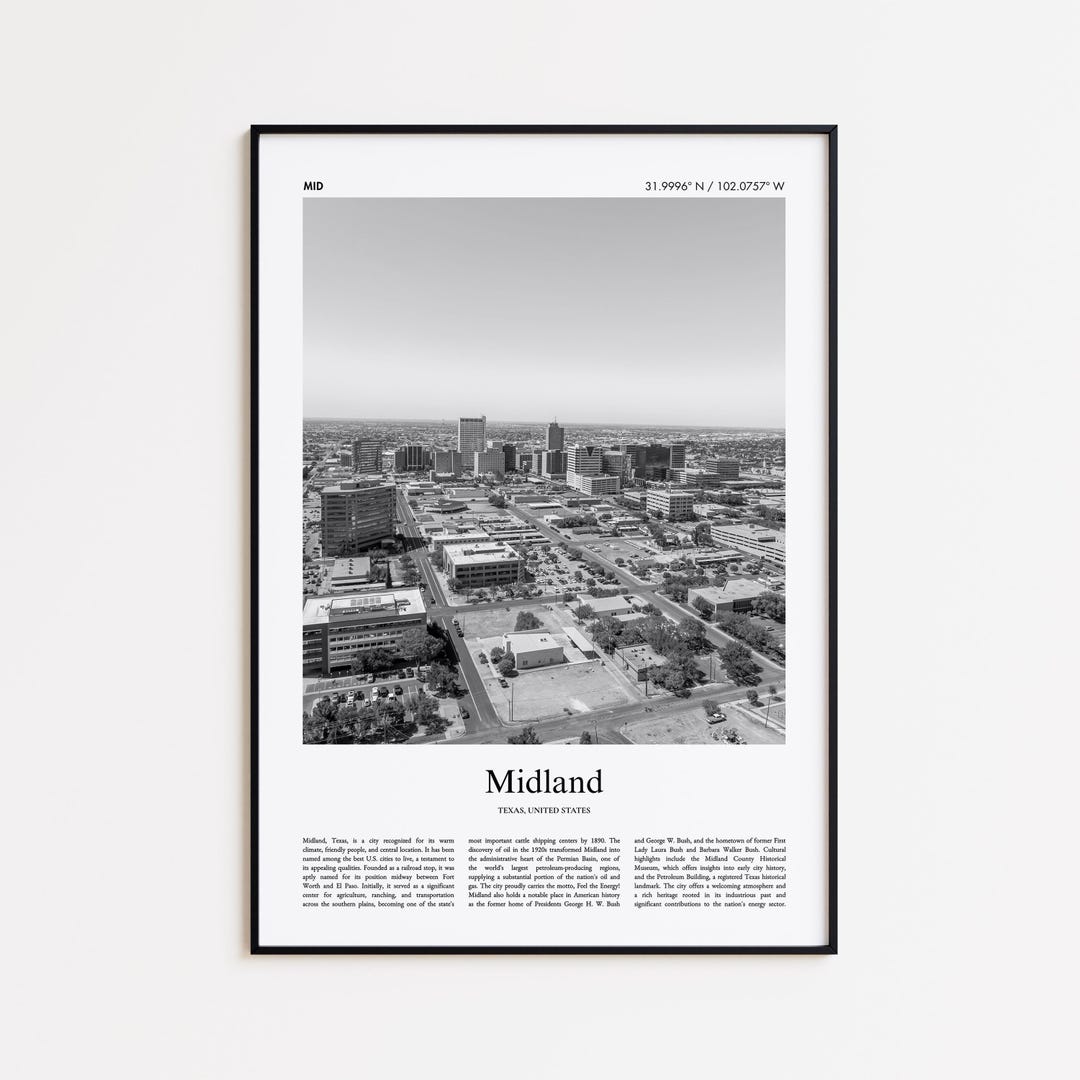 Midland Black and White Print, Midland Photo Poster, Midland Travel ...