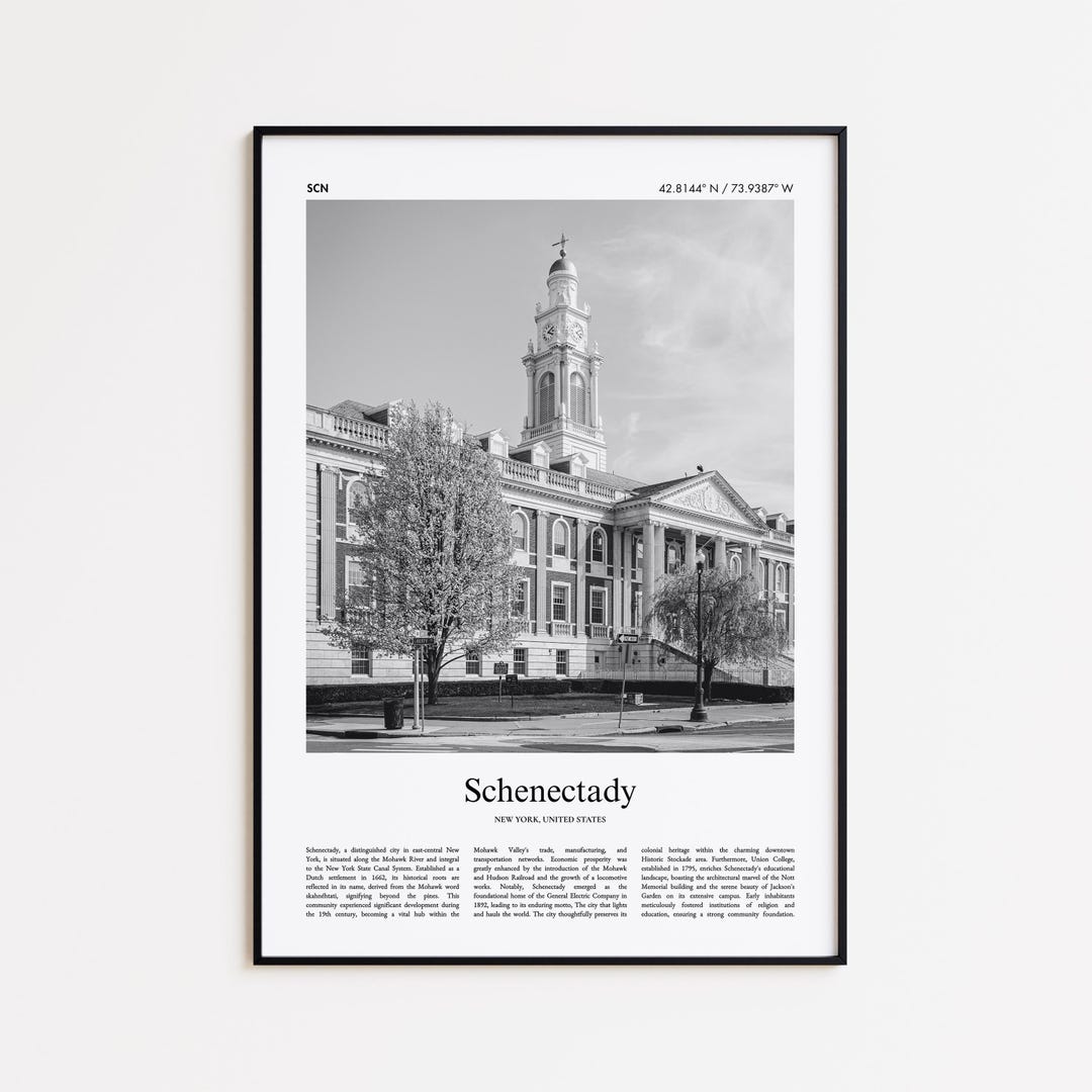 Schenectady Black and White Print, Schenectady Photo Poster ...