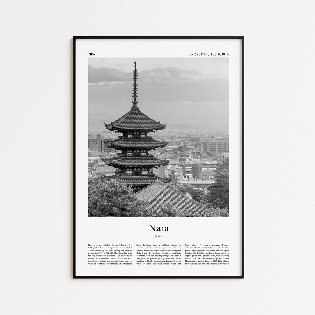 Nara Black and White Print, Nara Photo Poster, Nara Travel Poster Gift ...