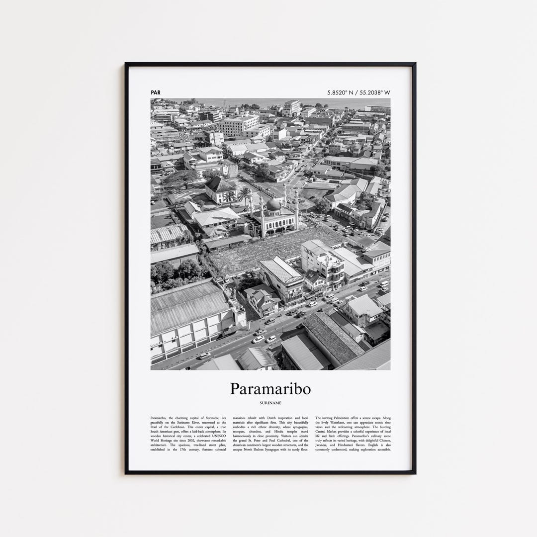 Paramaribo Black and White Print, Paramaribo Photo Poster, Paramaribo ...