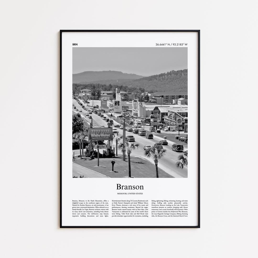 Branson Black and White Print, Branson Photo Poster, Branson Travel ...