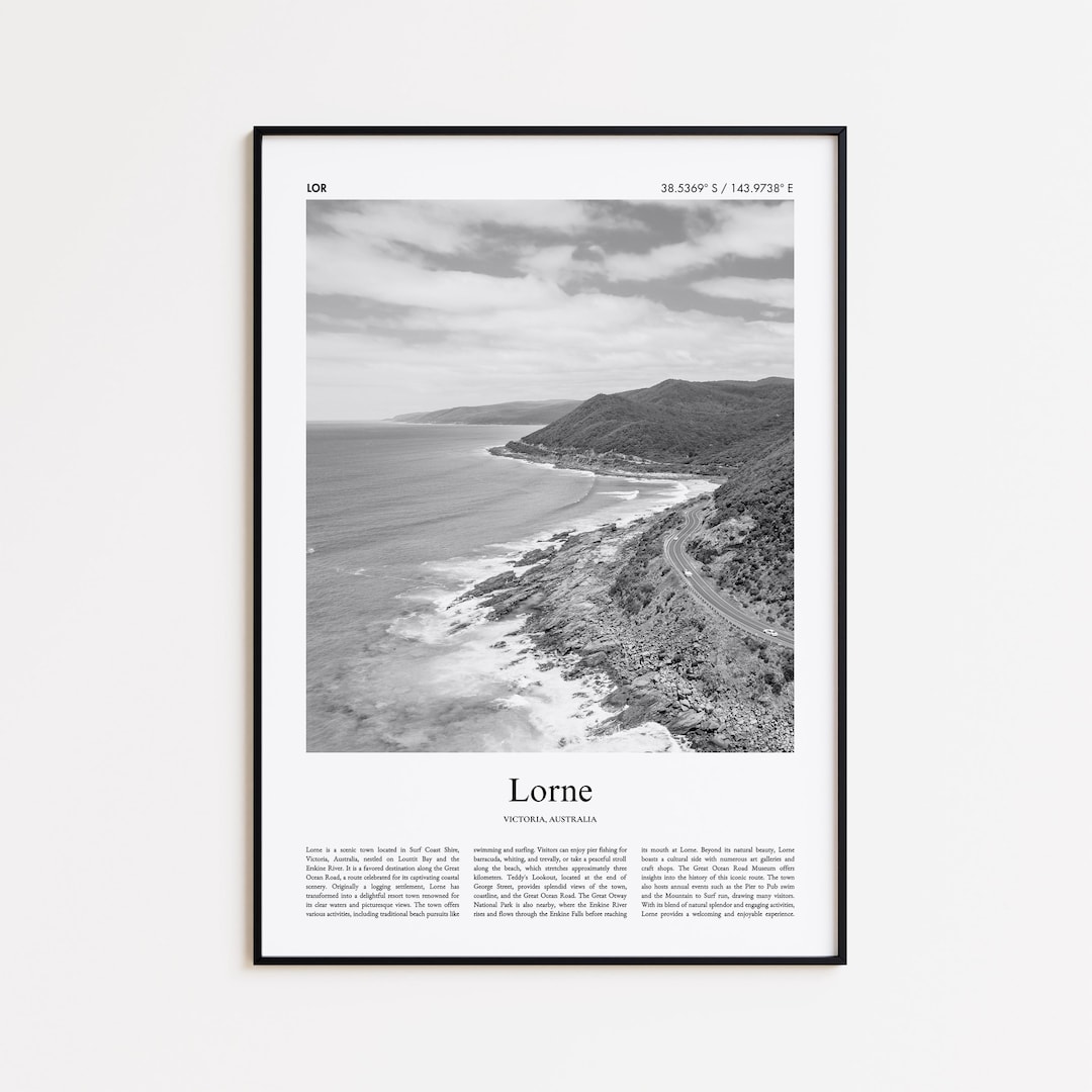 Lorne Black and White Print, Lorne Photo Poster, Lorne Travel Poster ...