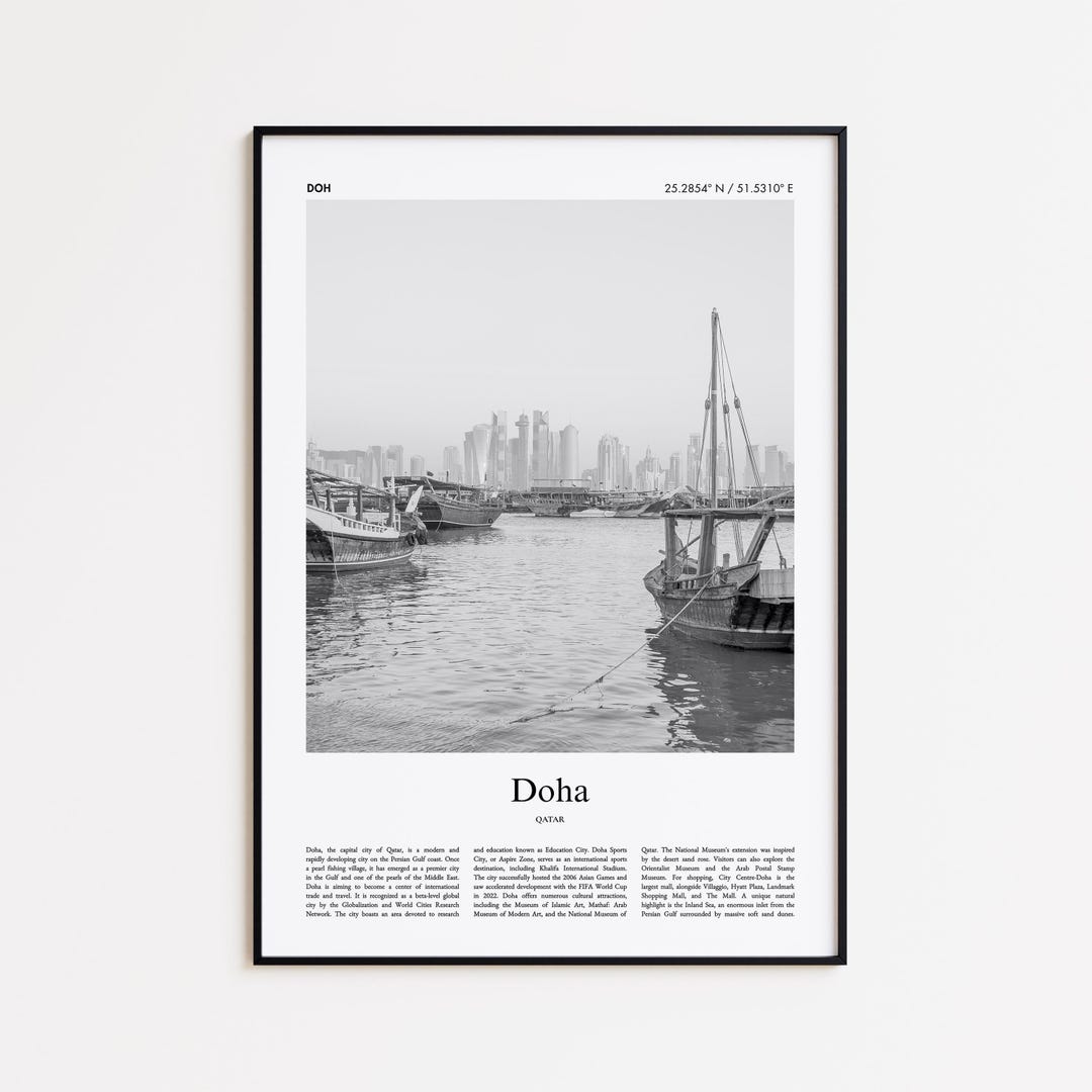 Doha Black and White Print, Doha Photo Poster, Doha Travel Poster Gift ...