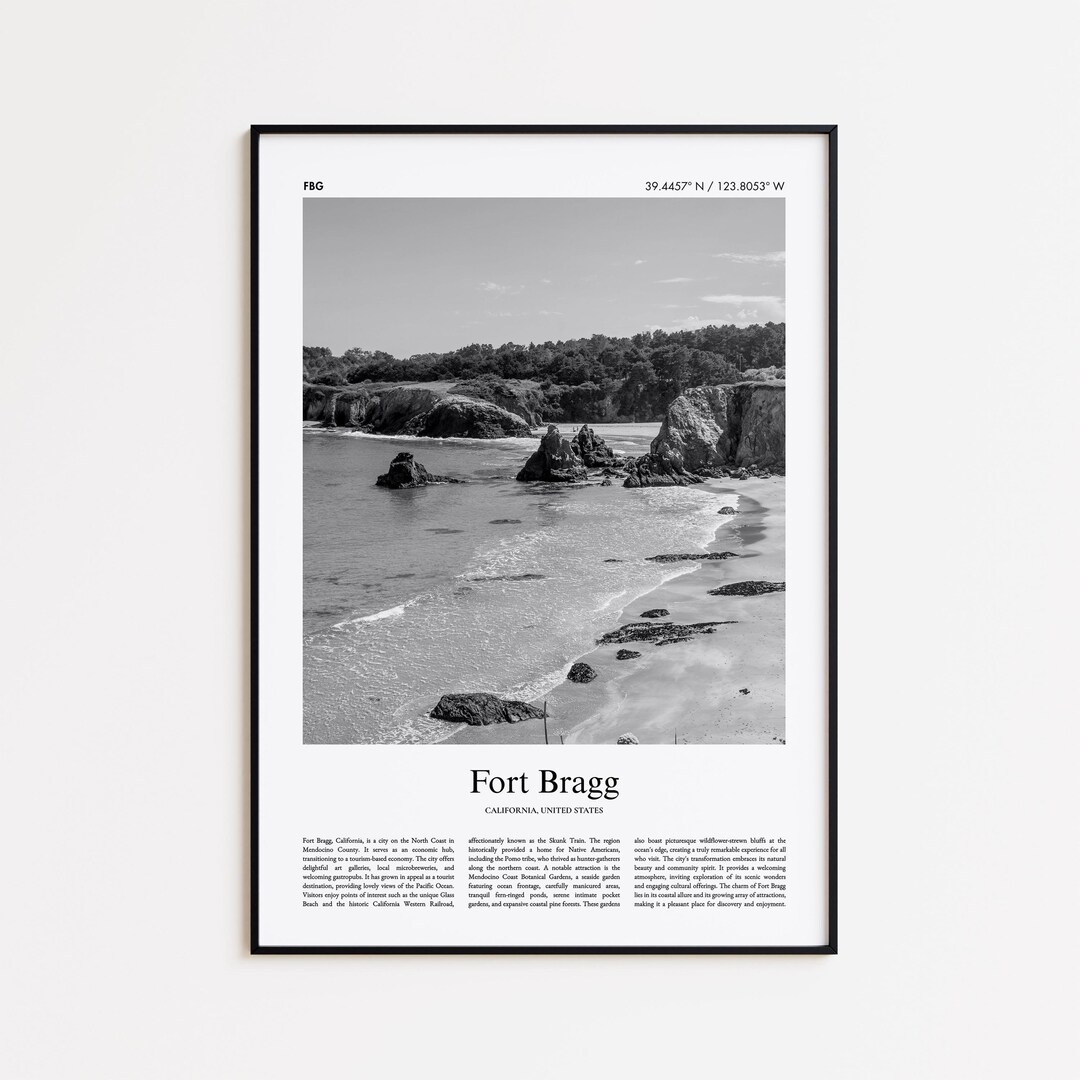 Fort Bragg Black and White Print, Fort Bragg Photo Poster, Fort Bragg ...