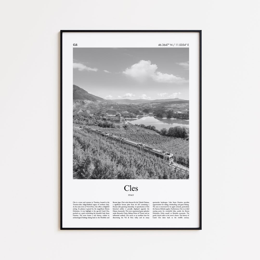 Cles Black and White Print, Cles Photo Poster, Cles Travel Poster Gift ...