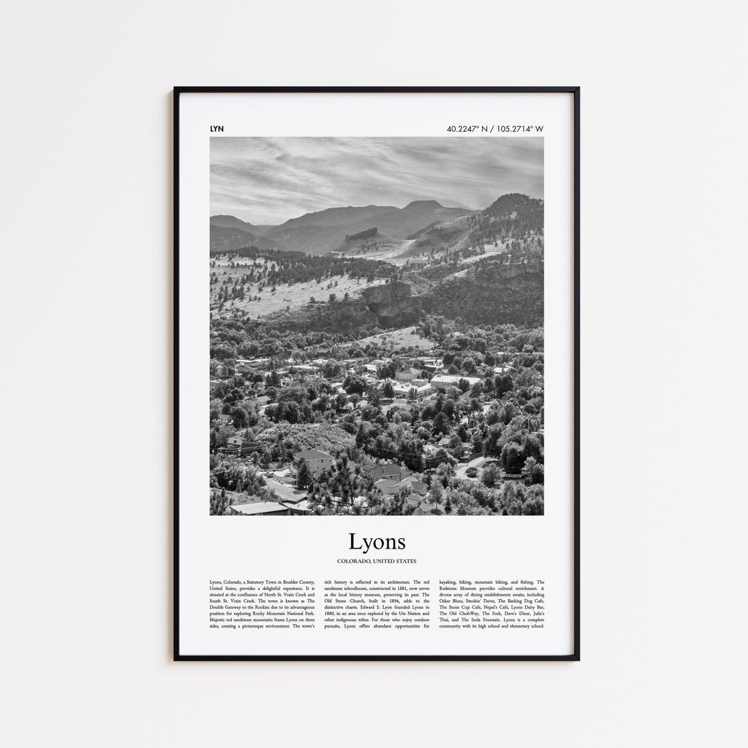 Lyons Black and White Print, Lyons Photo Poster, Lyons Travel Poster ...