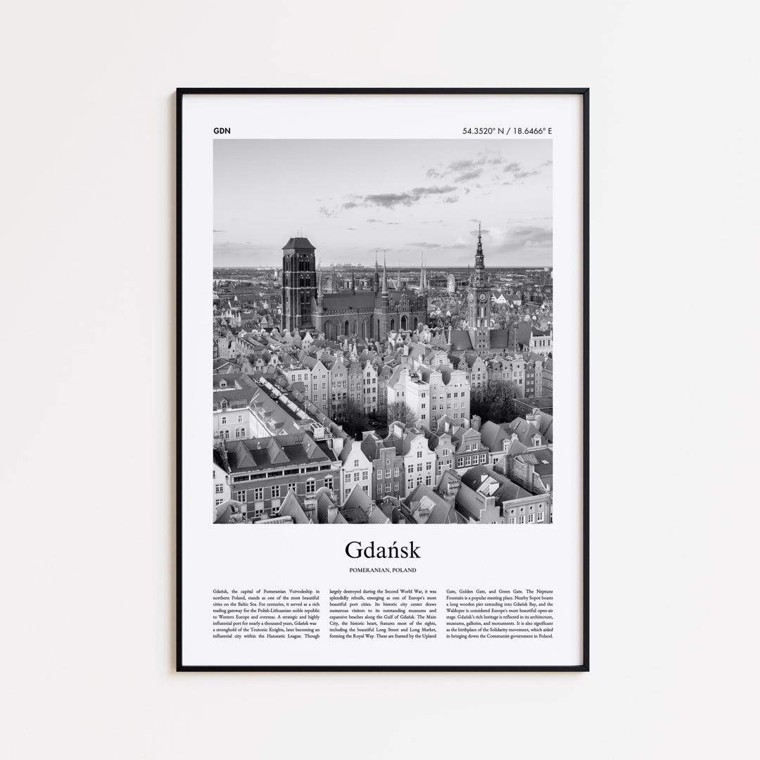 Gdańsk Black and White Print, Gdańsk Photo Poster, Gdansk Travel Poster ...