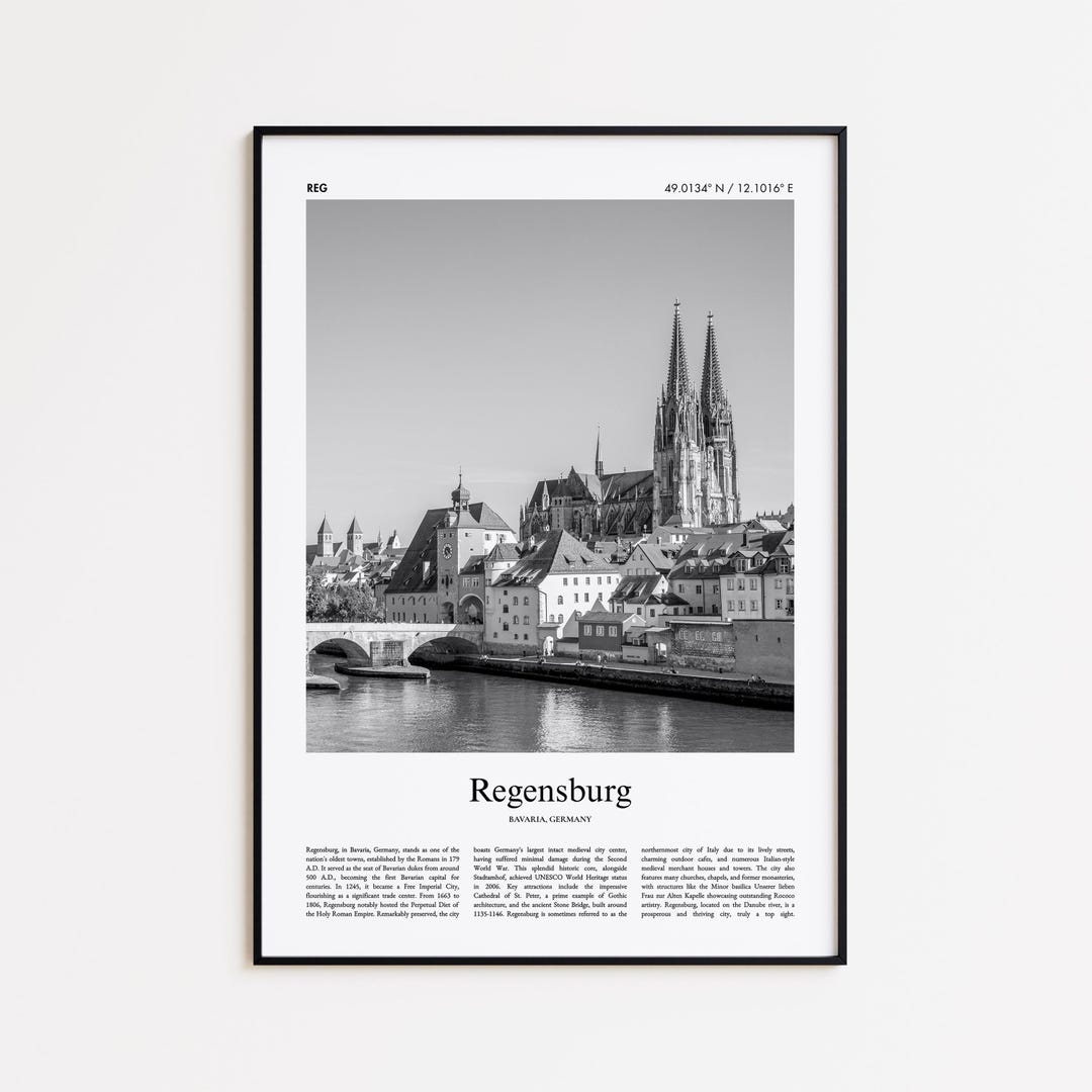 Regensburg Black and White Print, Regensburg Photo Poster, Regensburg ...