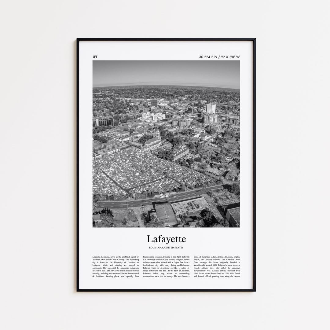 Lafayette Black and White Print, Lafayette Photo Poster, Lafayette ...