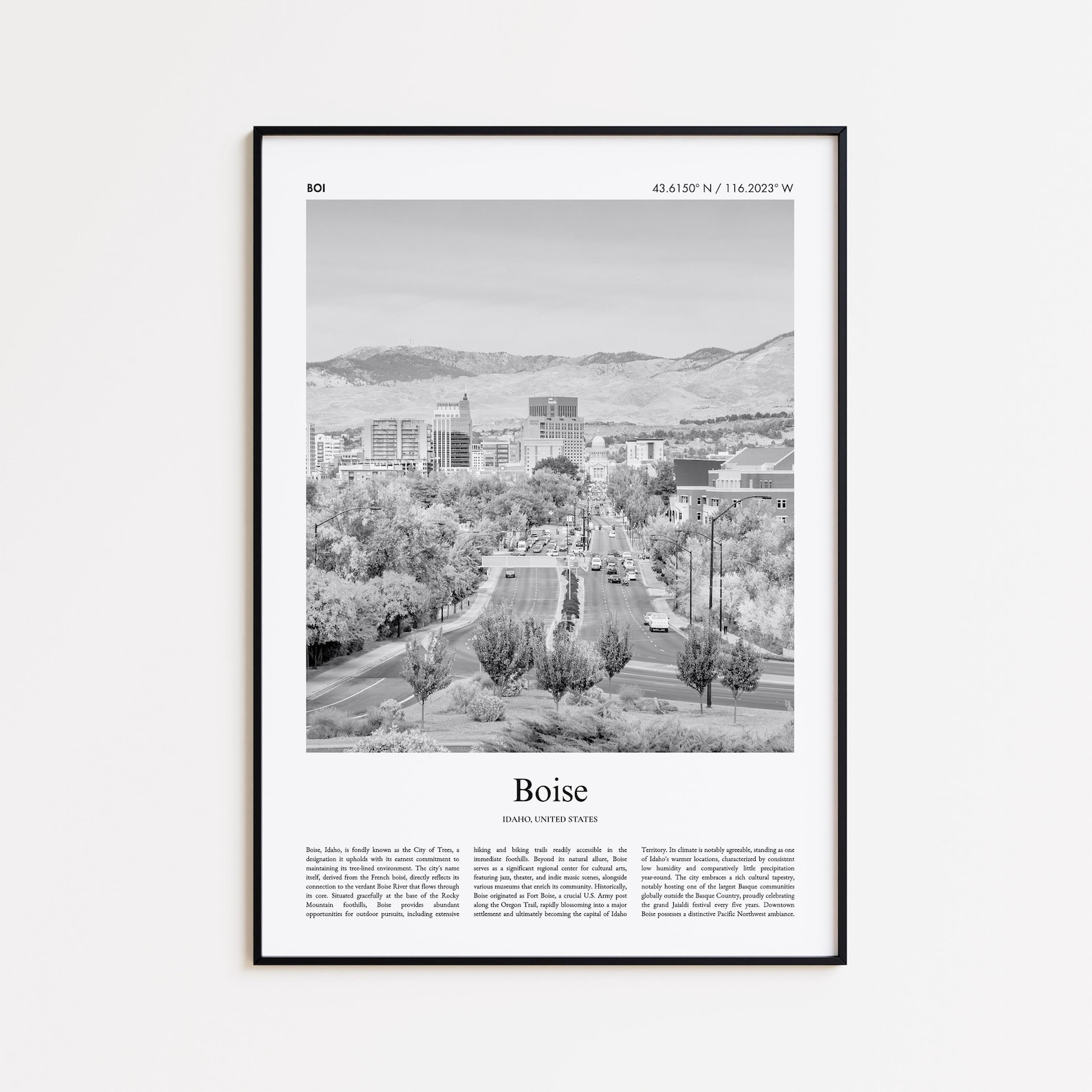 Boise Black and White Print, Boise Photo Poster, Boise Travel Poster ...