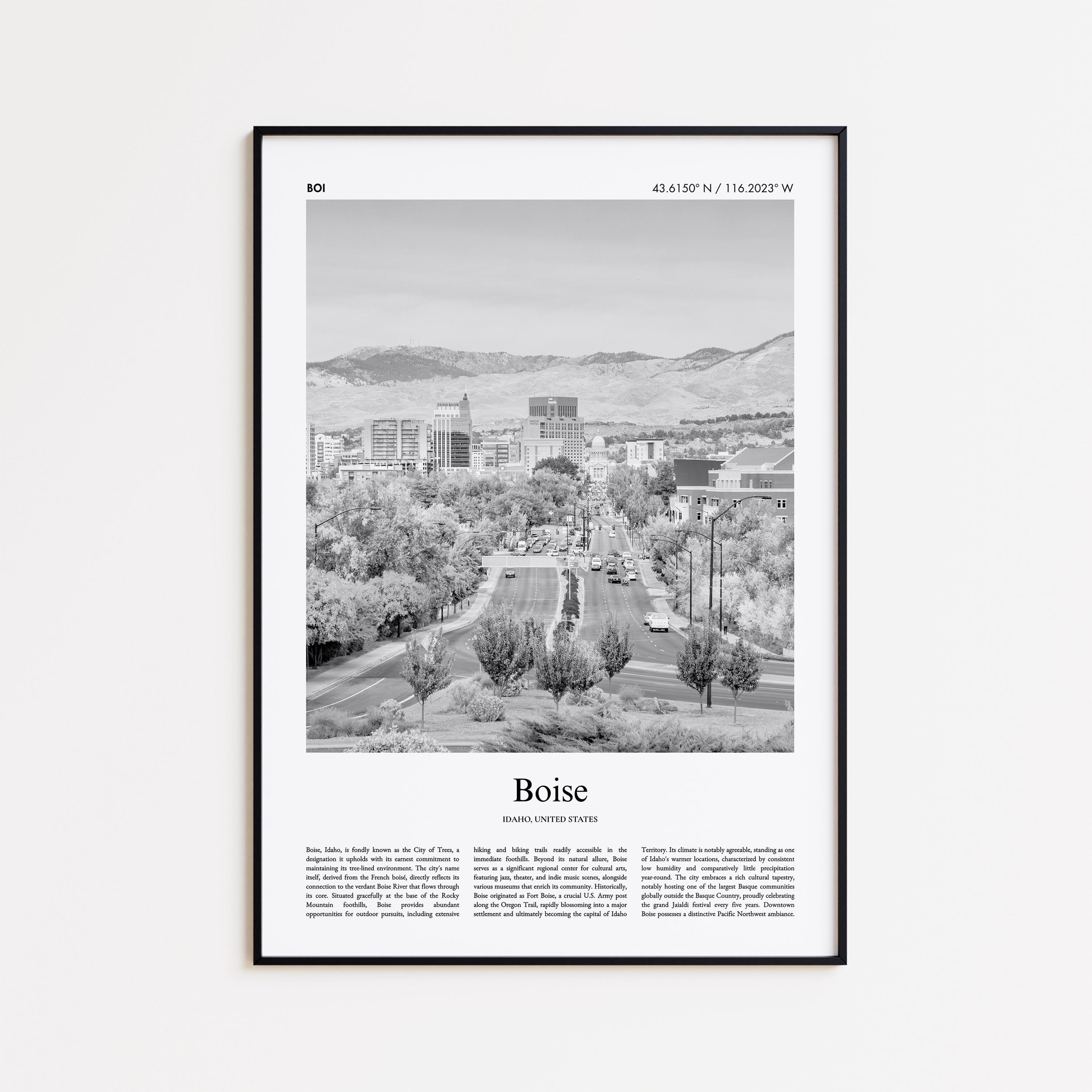 Boise Black and White Print, Boise Photo Poster, Boise Travel Poster ...