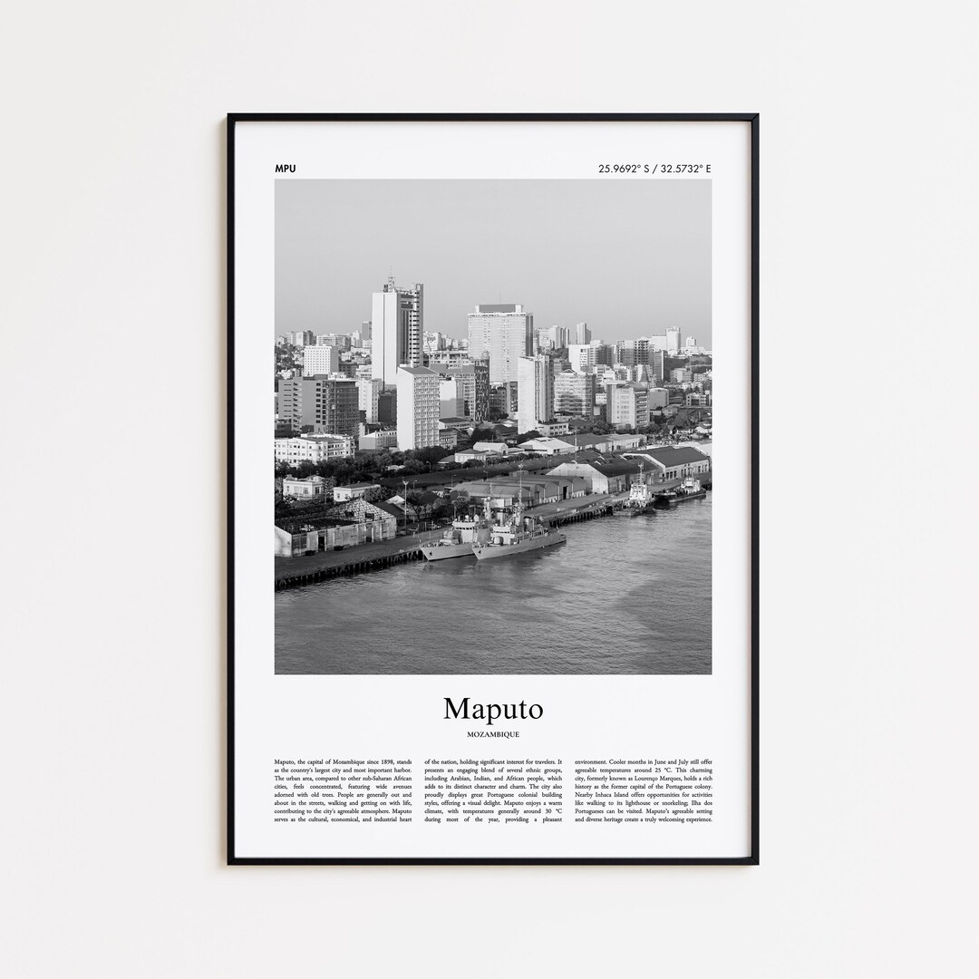 Maputo Black and White Print, Maputo Photo Poster, Maputo Travel Poster ...