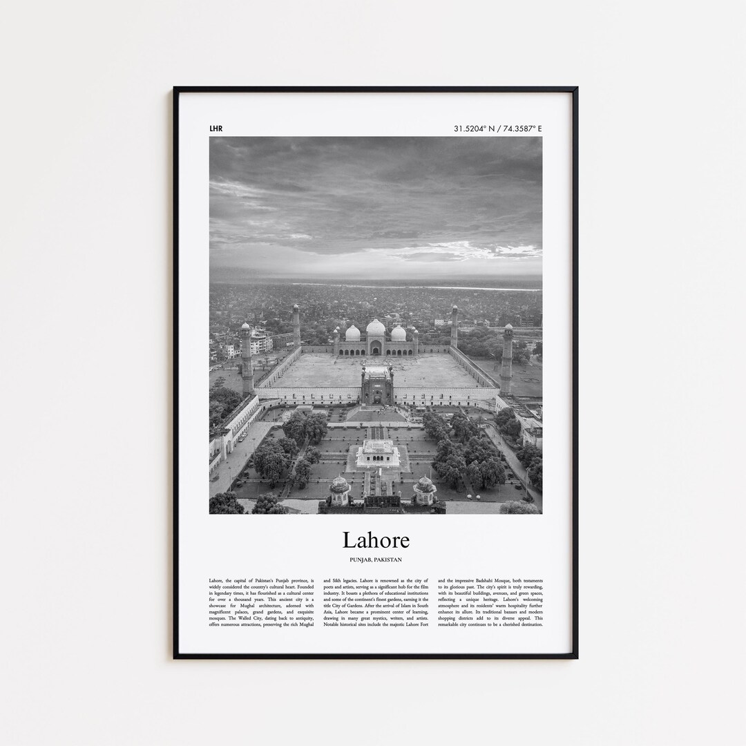 Lahore Black and White Print, Lahore Photo Poster, Lahore Travel Poster ...