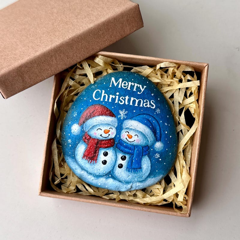 Painted Snowman Rocks - Etsy