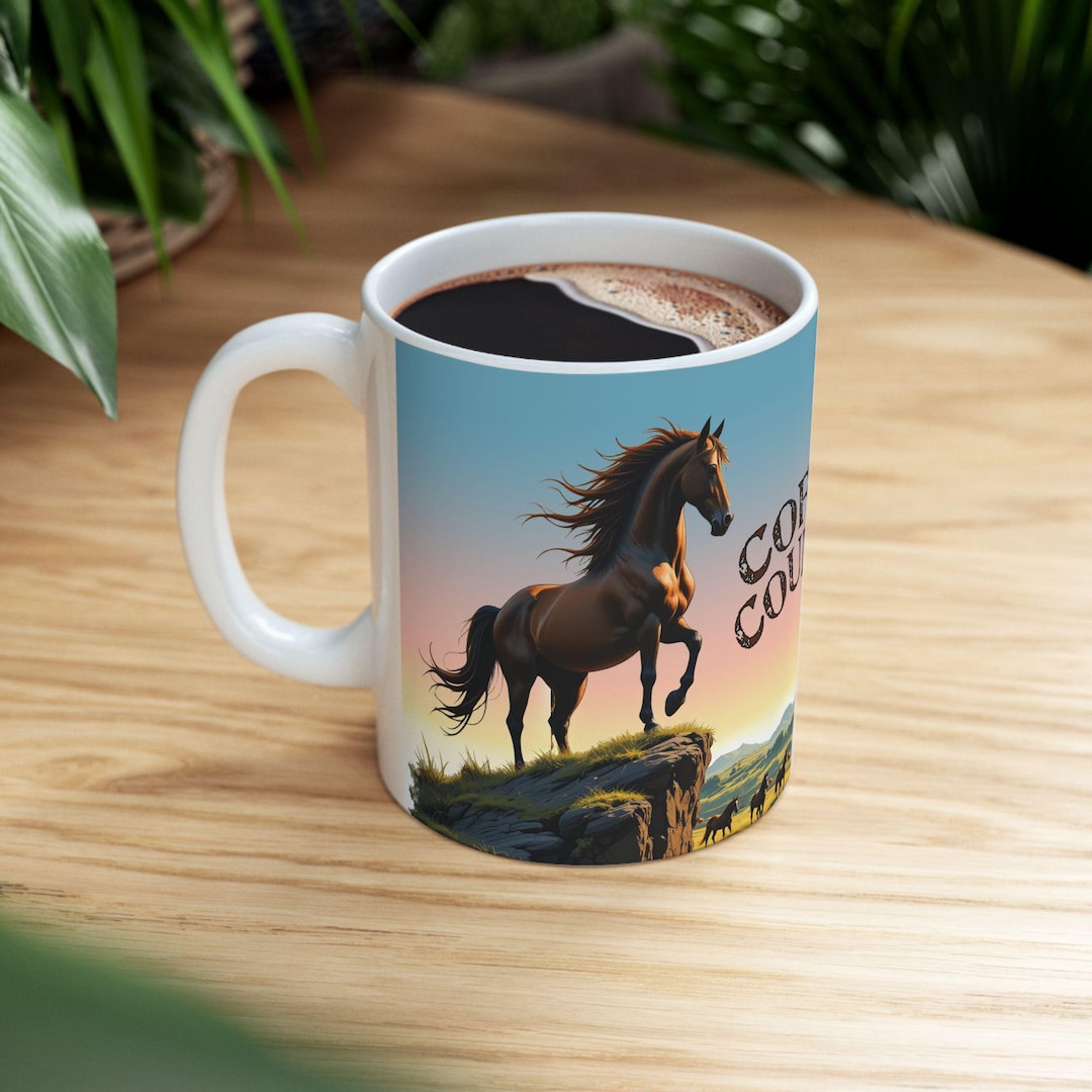 Stallion Horse Ceramic Mug, Coffee Cup Gift for Horse Lovers, Animal ...
