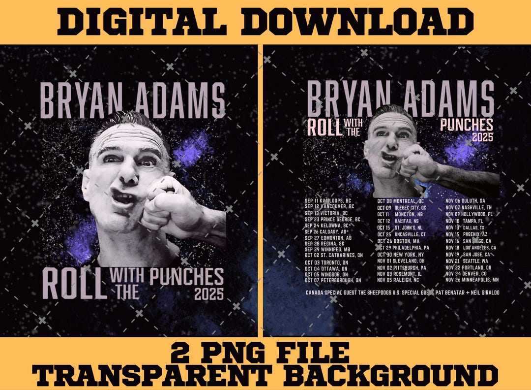 Bryan Adams Roll With the Punches Tour 2025 PNG, Bryan Adams Concert ...
