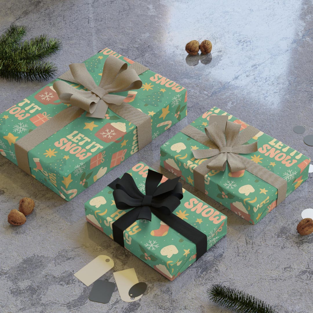 Let It Snow Wrapping Paper: Festive Christmas Gift Wrap Roll - Etsy