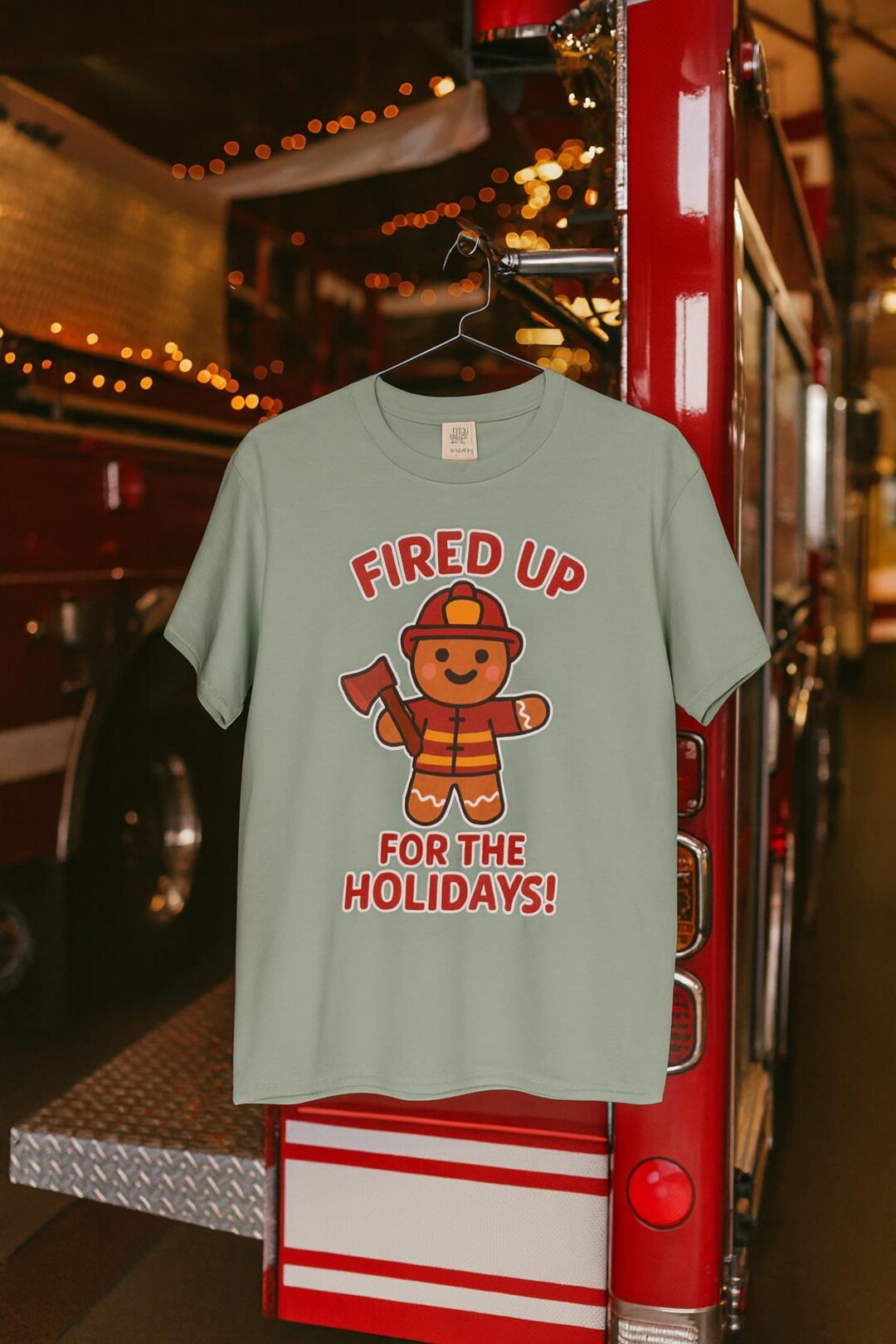 Fireman Gingerbread Christmas T-shirt, Holiday Firefighter Tee - Etsy