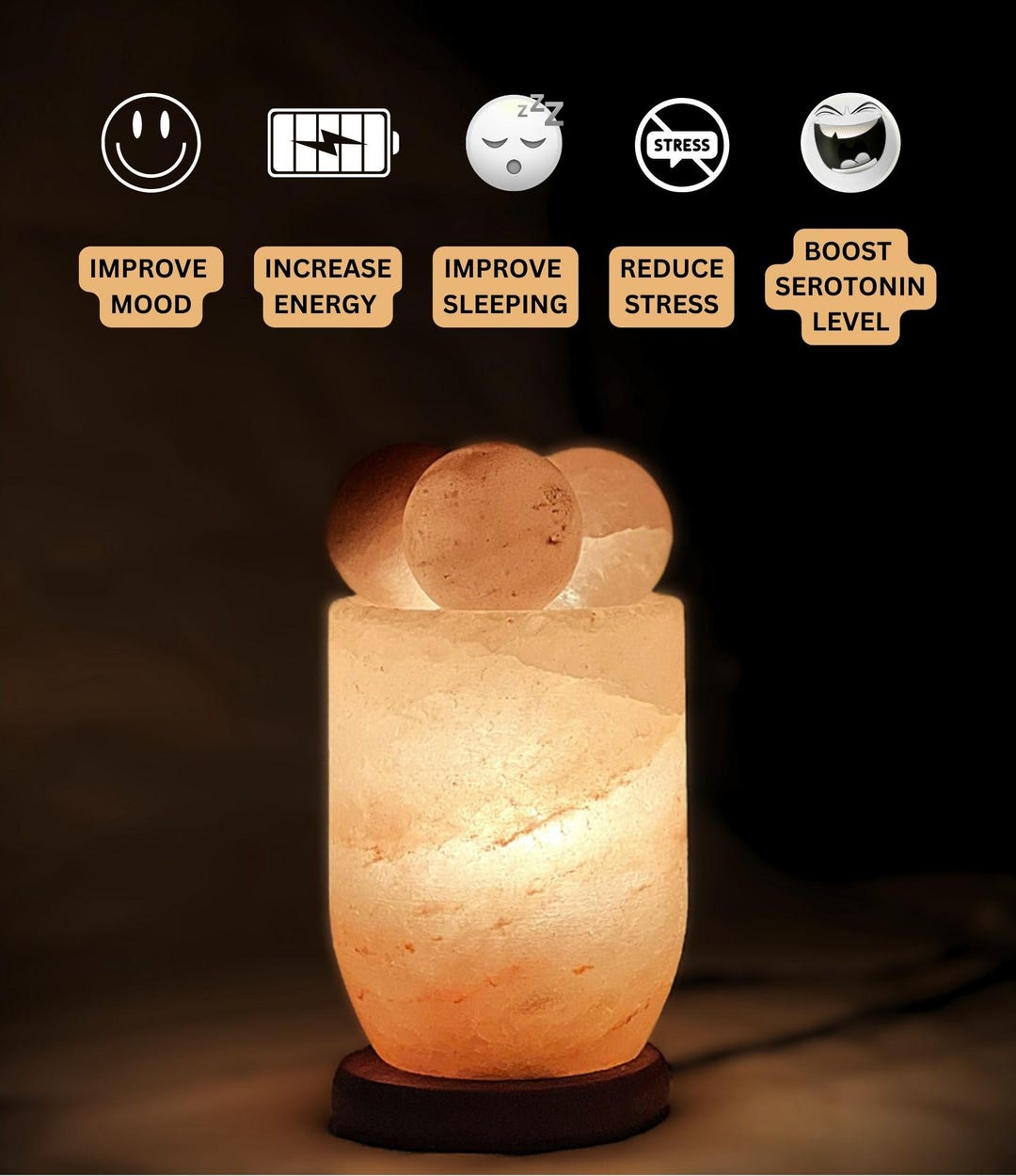 Himalayan Salt Lamp Tower With Crystal Spheres - Relaxing Home Decor ...
