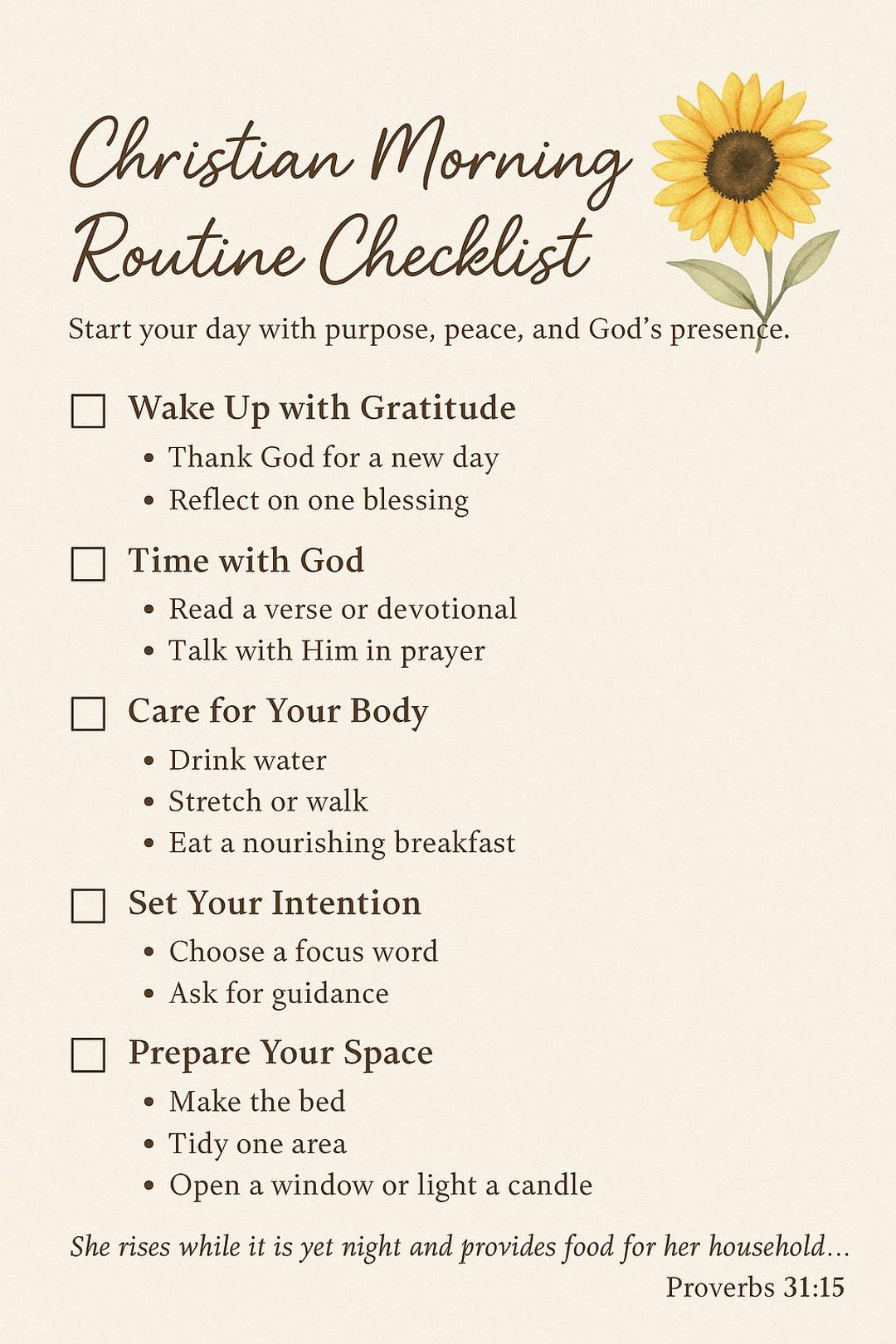 Christian Morning Routine Checklist | Printable Daily Routine for Women ...