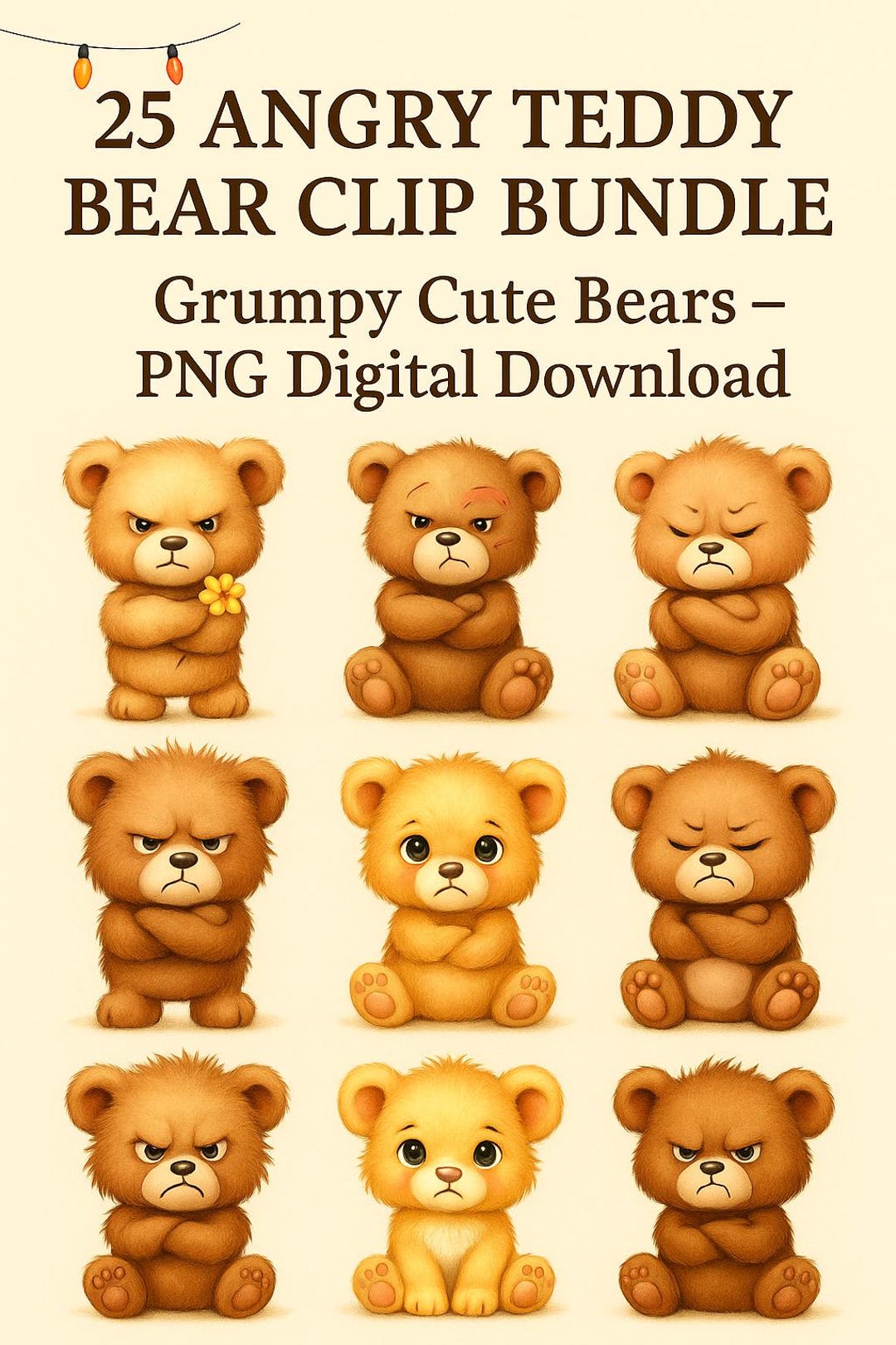 25 Angry Teddy Bear Clip Art | Grumpy Cute Bear PNG Images | Watercolor ...