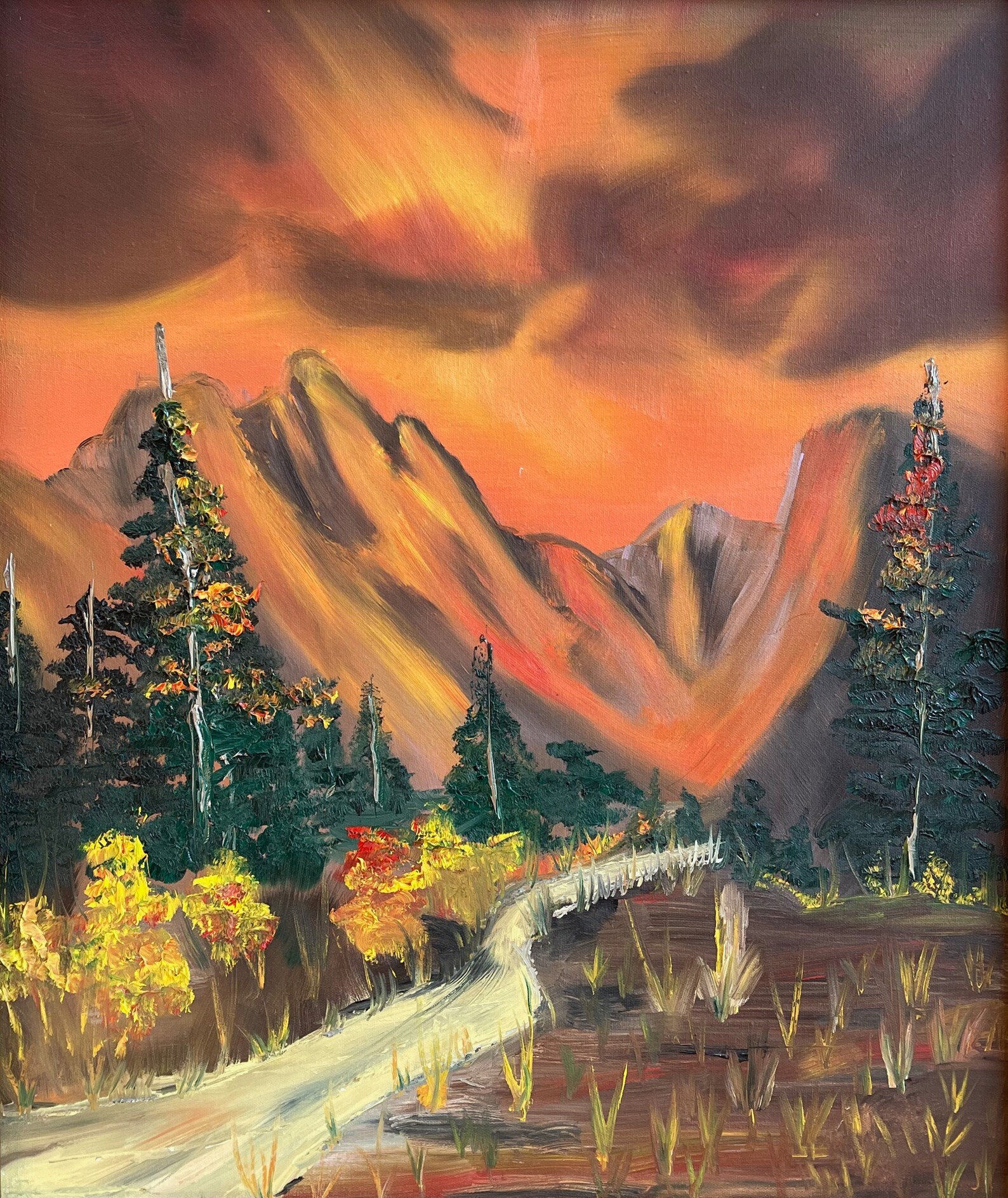 Vintage 70s Framed Landscape Oil Painting Modern Art Wall - Etsy