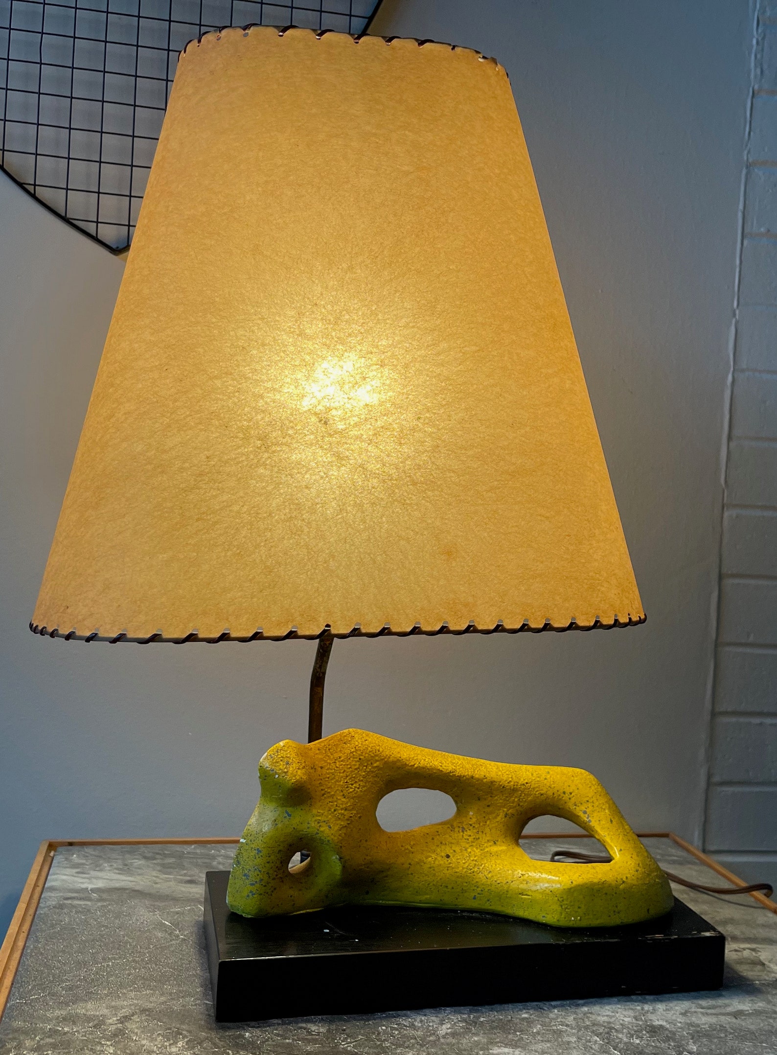 Rare Vintage 1950s Abstract Figural Lamp Fiberglass Shade MCM Henry ...