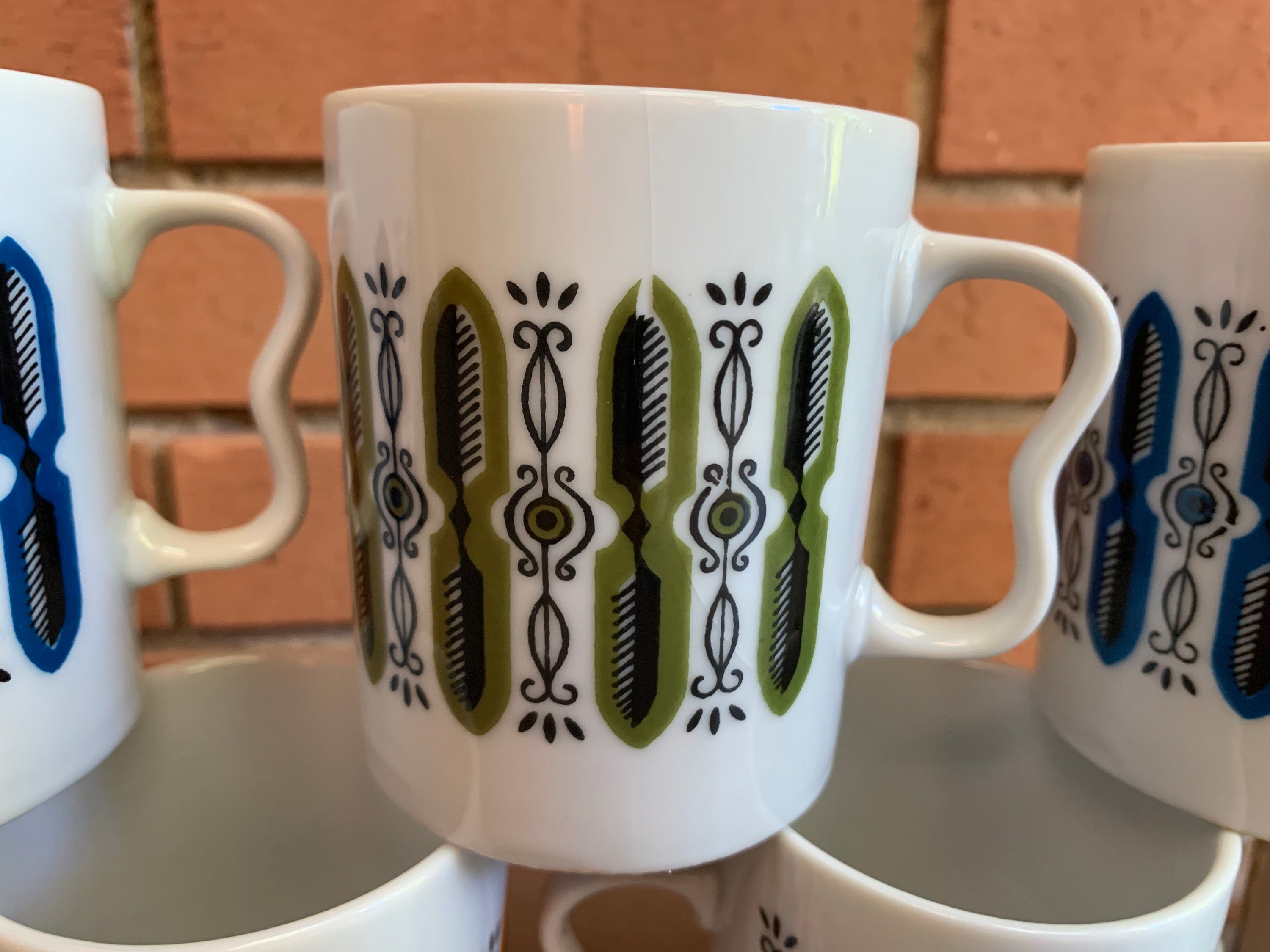 Nice Vintage 60s Trimont Ware Japan Coffee Mugs Cups Ceramic Mid ...