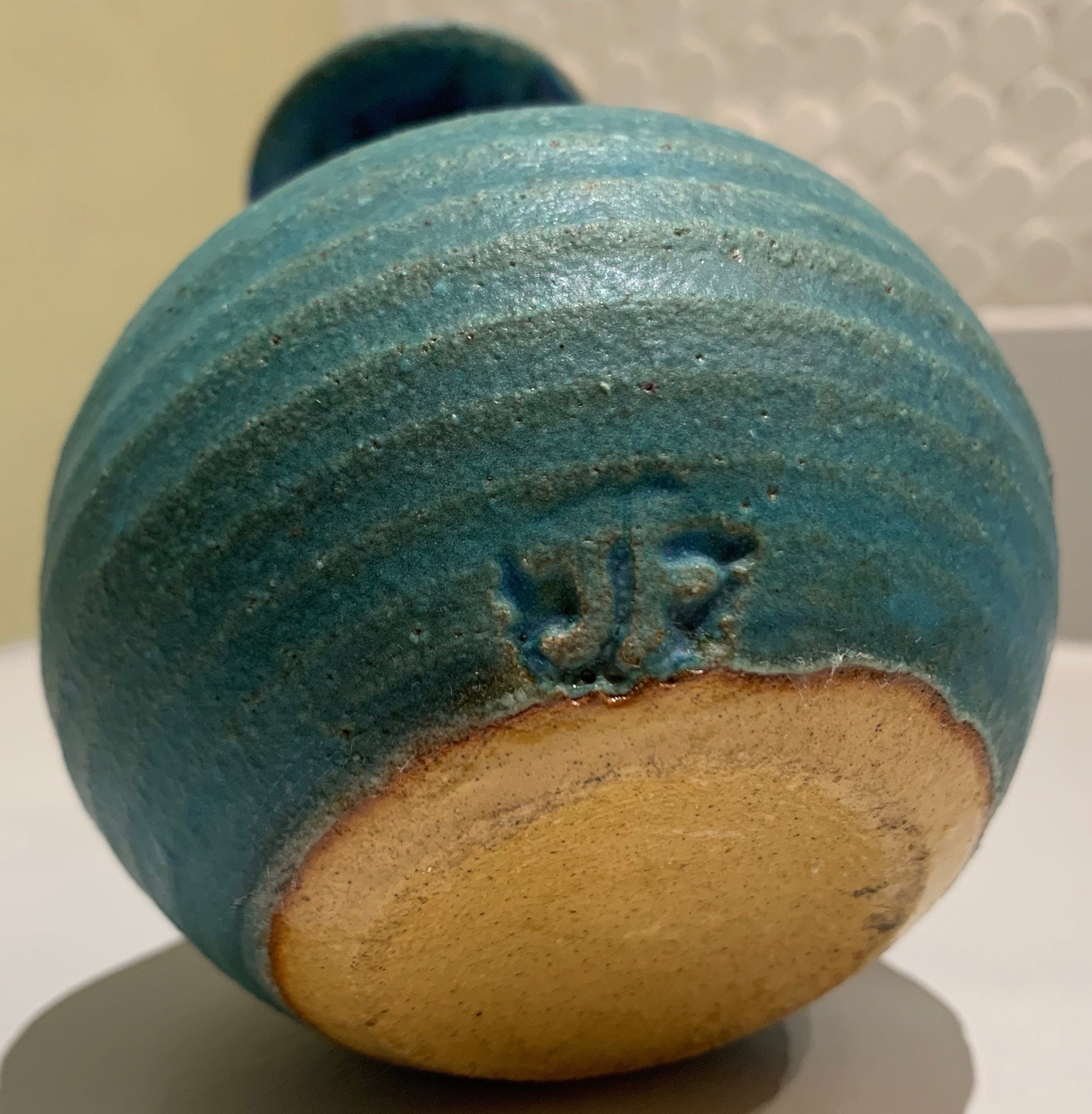 Small Vintage 70s Turquoise Ceramic Stoneware Bud Vase Mid Century ...