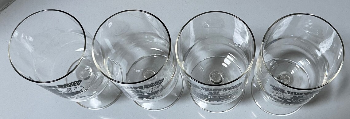 Set 4 Vintage 70s "the Superbird" Bird Crow Stem Drinking Glasses Black ...