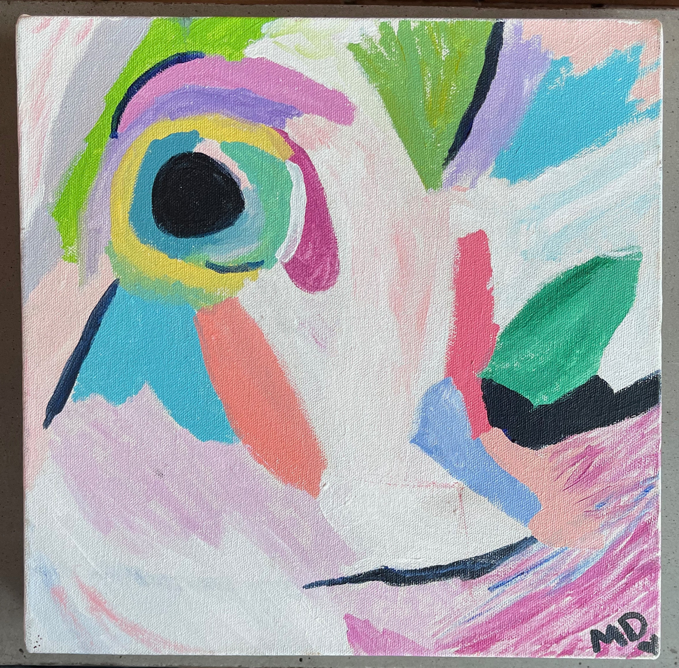 Small Colorful Vintage Square Abstract Shapes Painting Art Wall Hanging ...