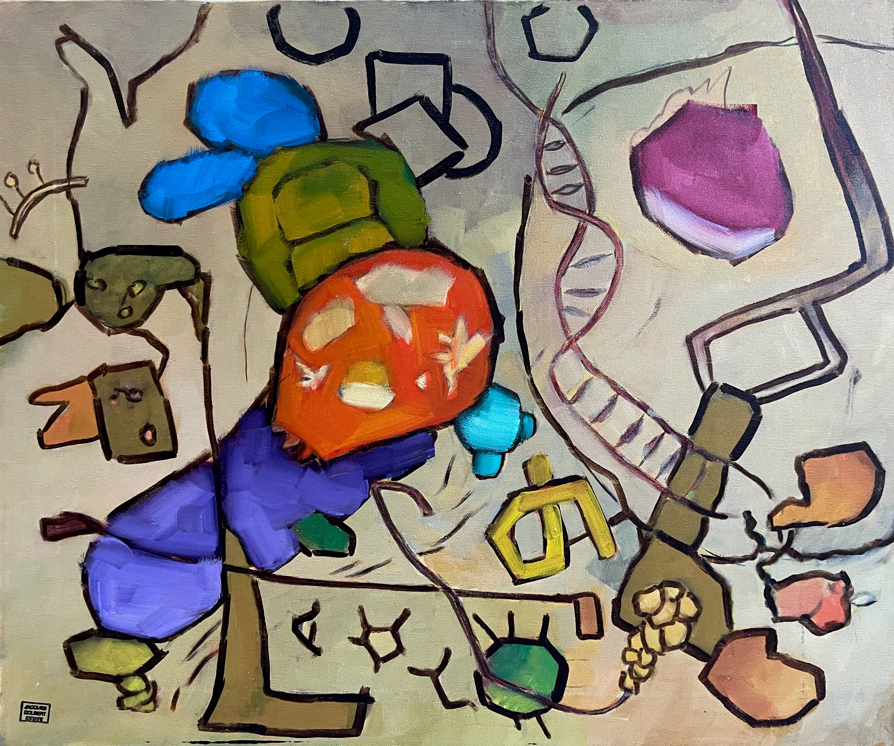 Colorful Vintage Abstract Jacques Colbert Estate Oil Painting Modern ...