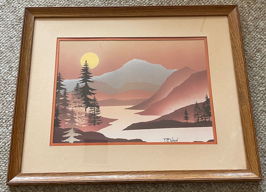 Vintage TC Wood Landscape Lithograph Print Wall Hanging Modern Art ...