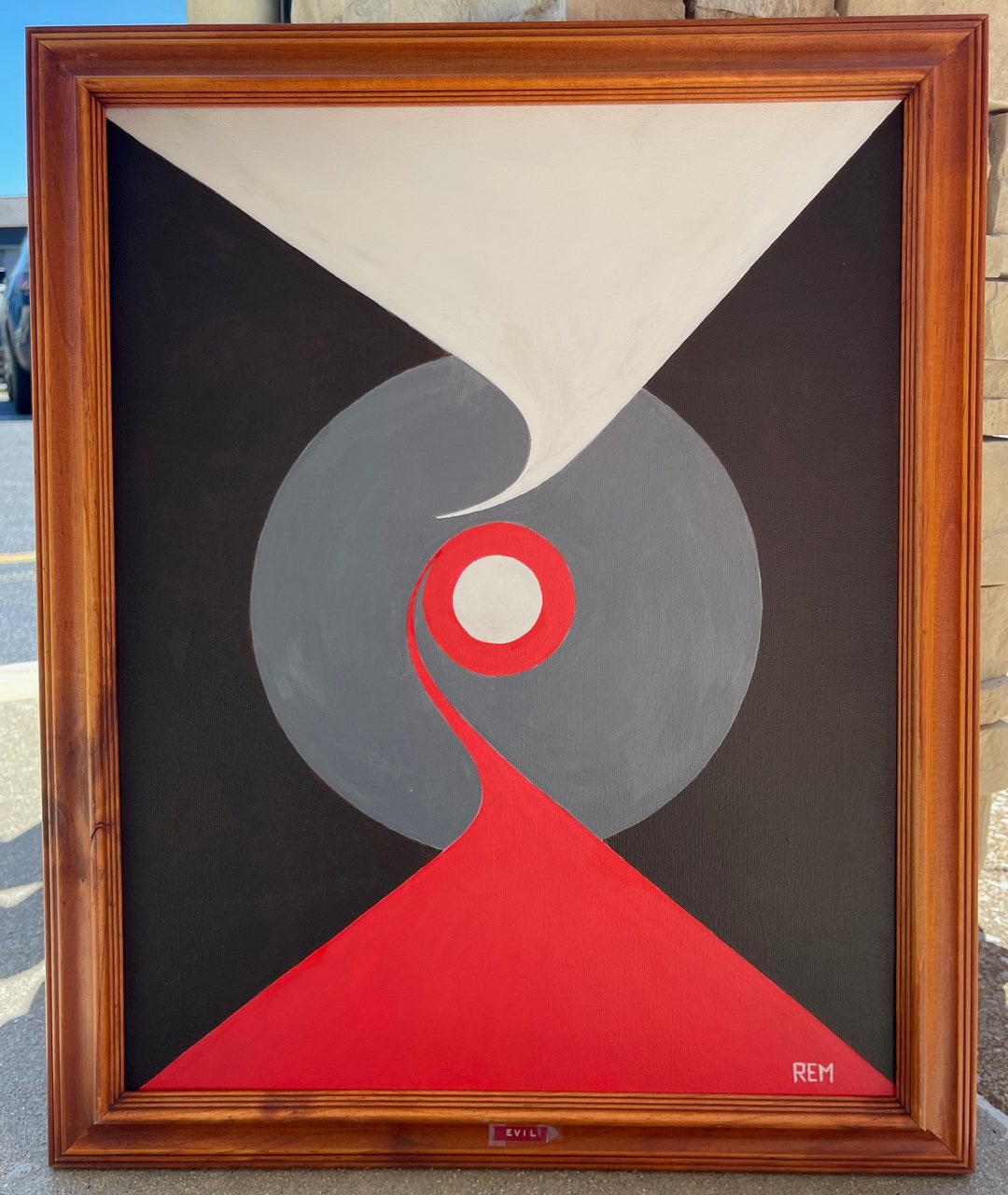 Vintage Geometric Shapes Acrylic Painting Modern Art Wall Hanging ...