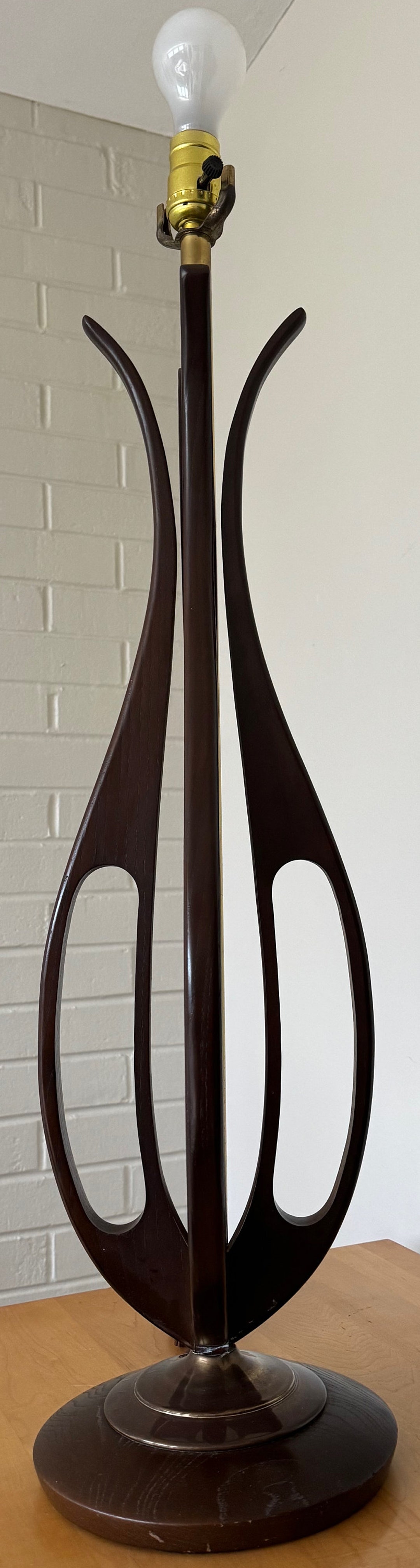 Vintage 1960s Wood Brass Atomic Era Lamp Mid Century MCM Modern ...