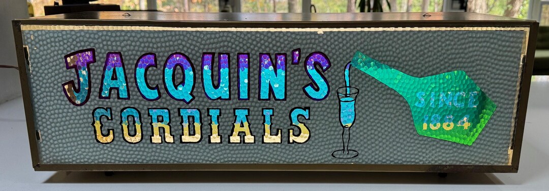 Vintage JACQUIN'S CORDIALS Light up Advertising Sign Alcohol Liquor ...