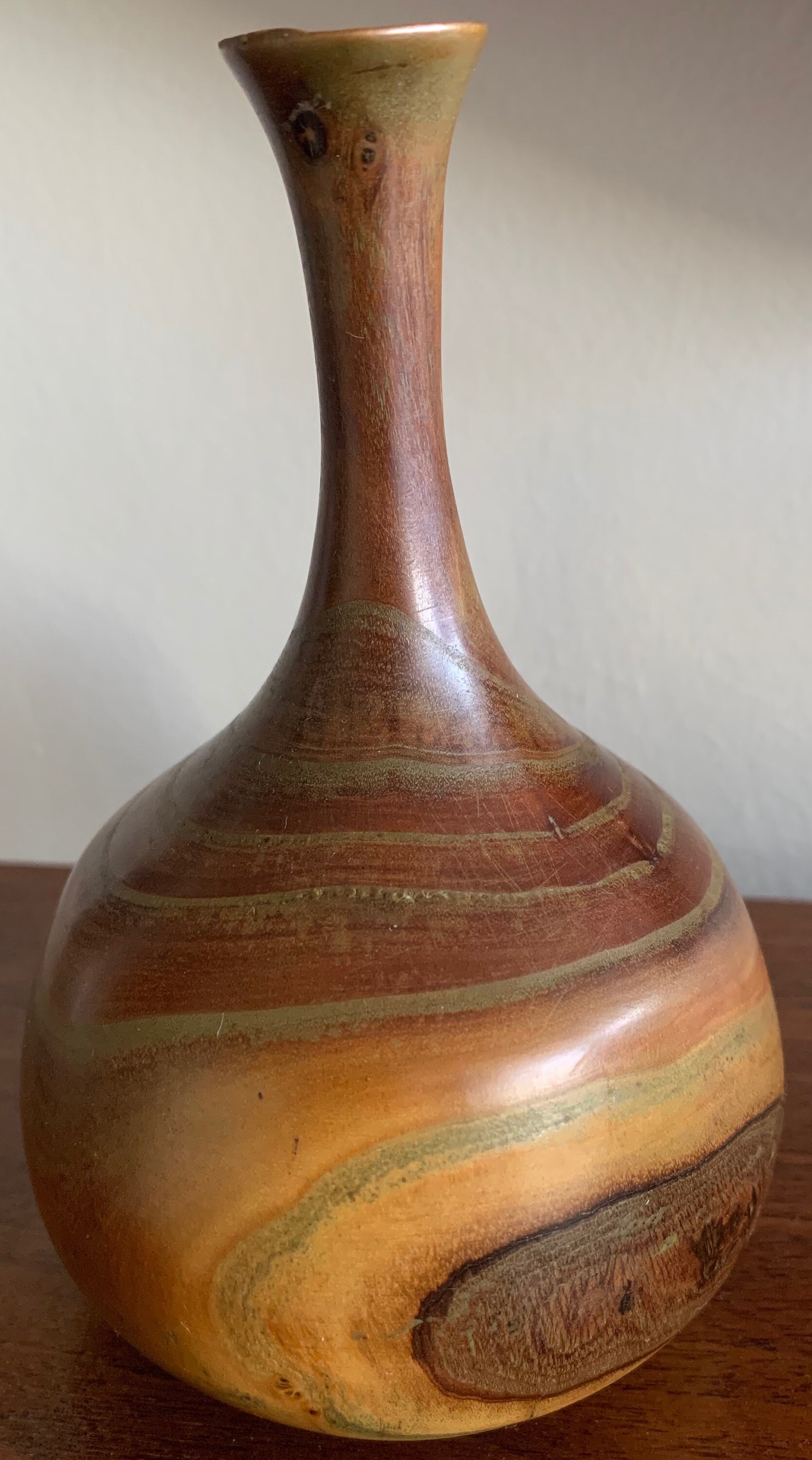 Beautiful Vintage 70s Decorative Hand Turned Sculptural Wood Vase ...