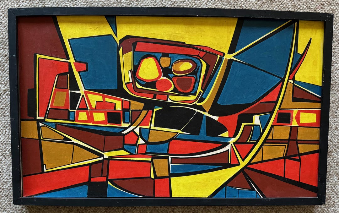 Vintage MCM Abstract Oil Painting Mid Century Modern Art Signed Zeilman ...