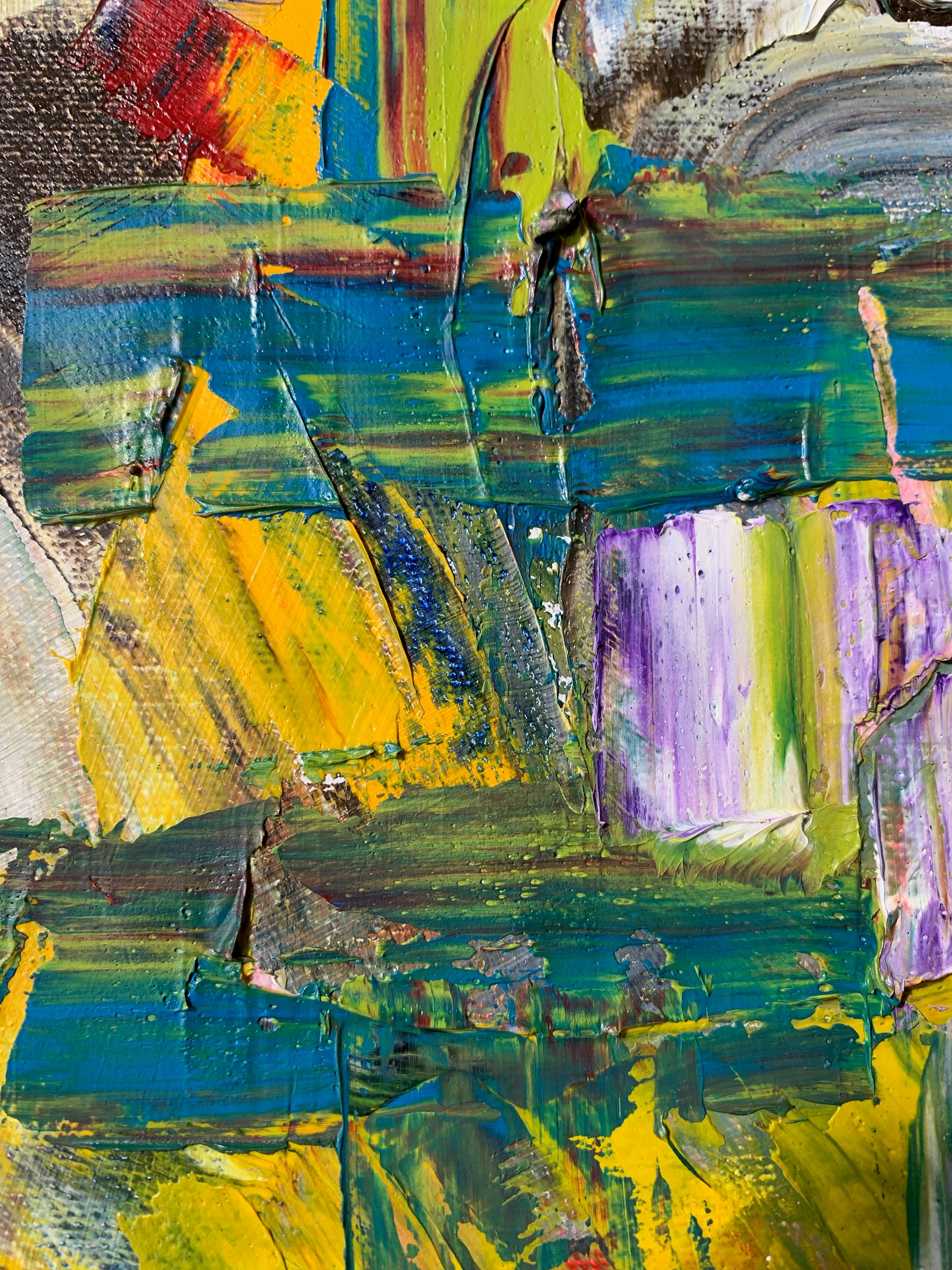 Unique and Colorful Textured Abstract Oil Painting Wall Hanging Modern ...