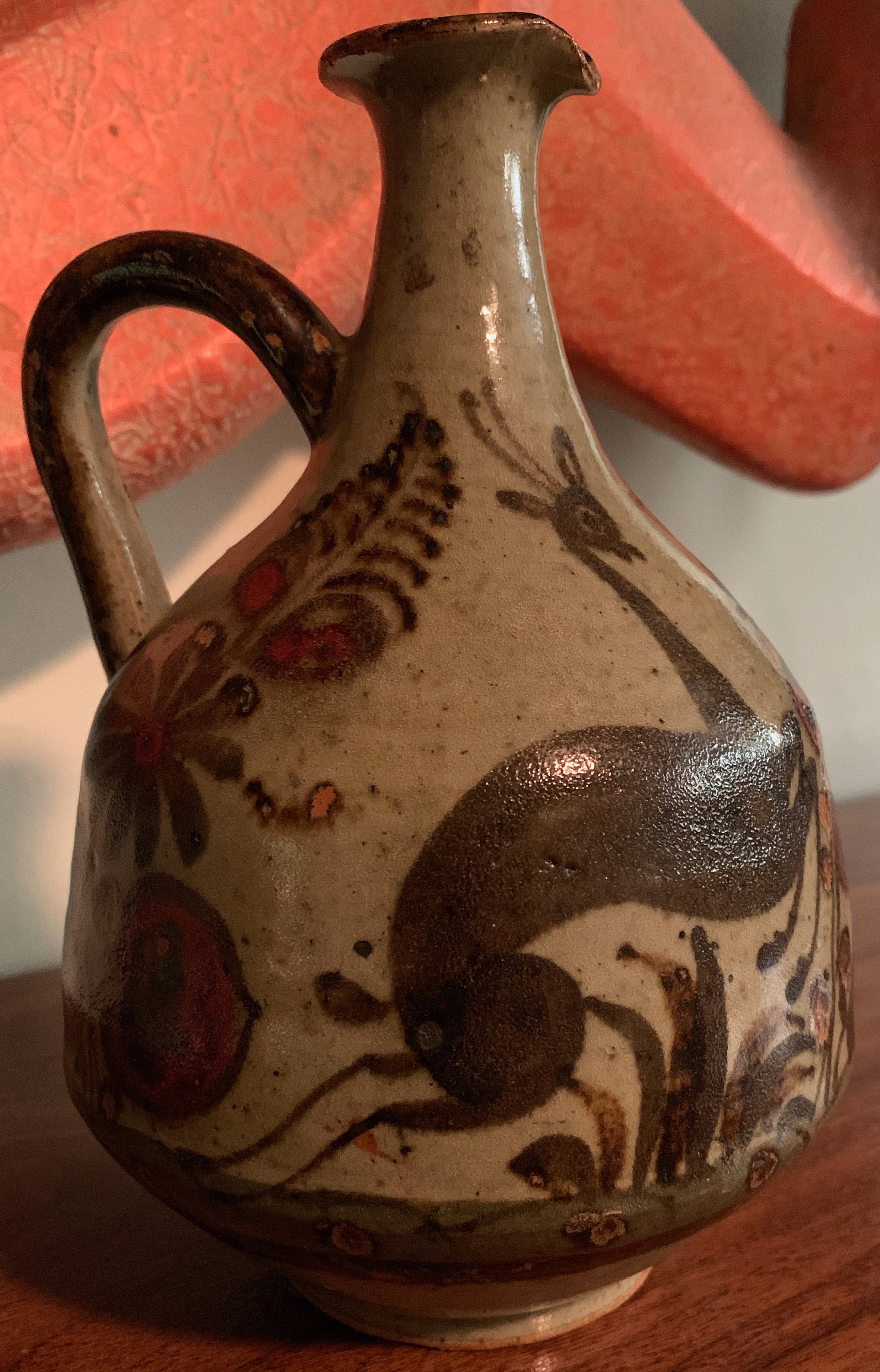 Nice Vintage 60s 70s Decorative Ceramic Pottery Pitcher Mexico Stylized ...