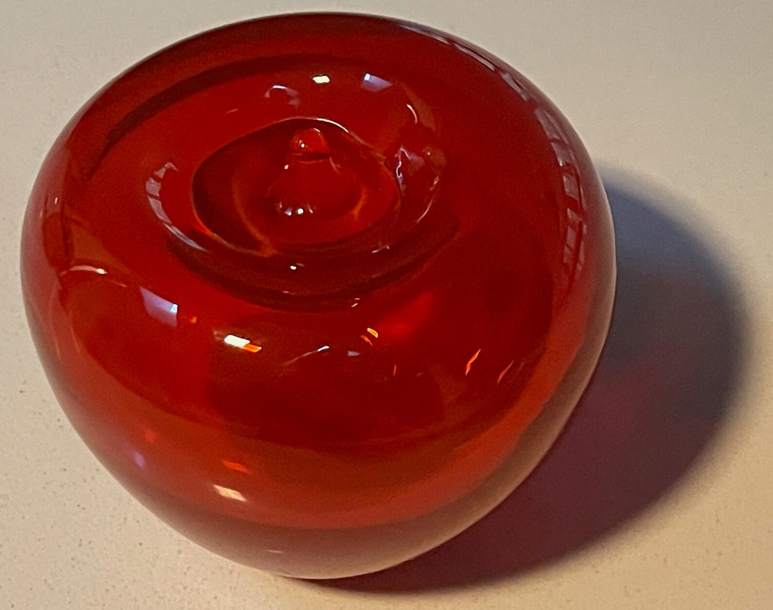Red Art Glass Apple Hand Blown Paperweight Fruit Modernist - Etsy