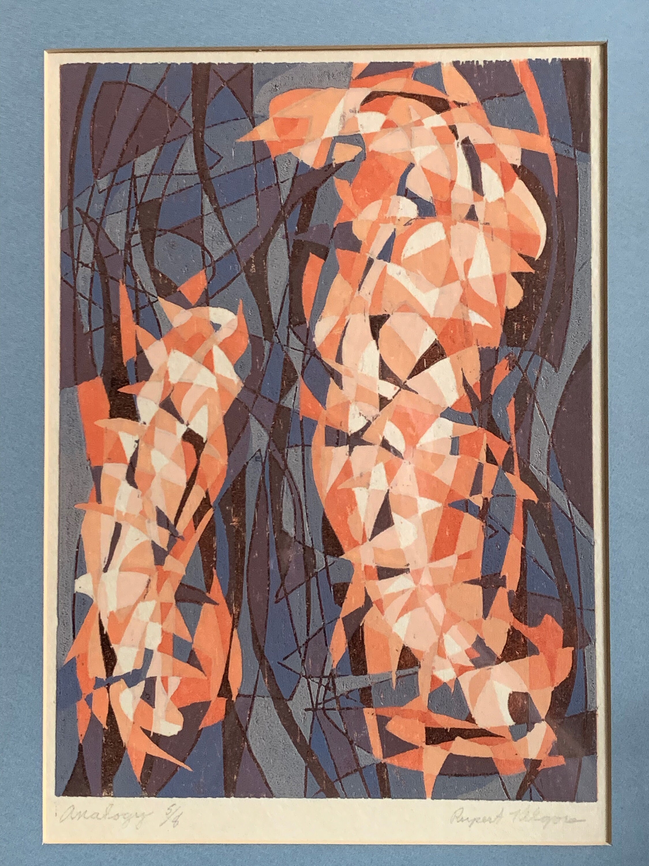 Vintage 1960s Abstract Cubist Serigraph Print Wall Hanging Mid Century ...