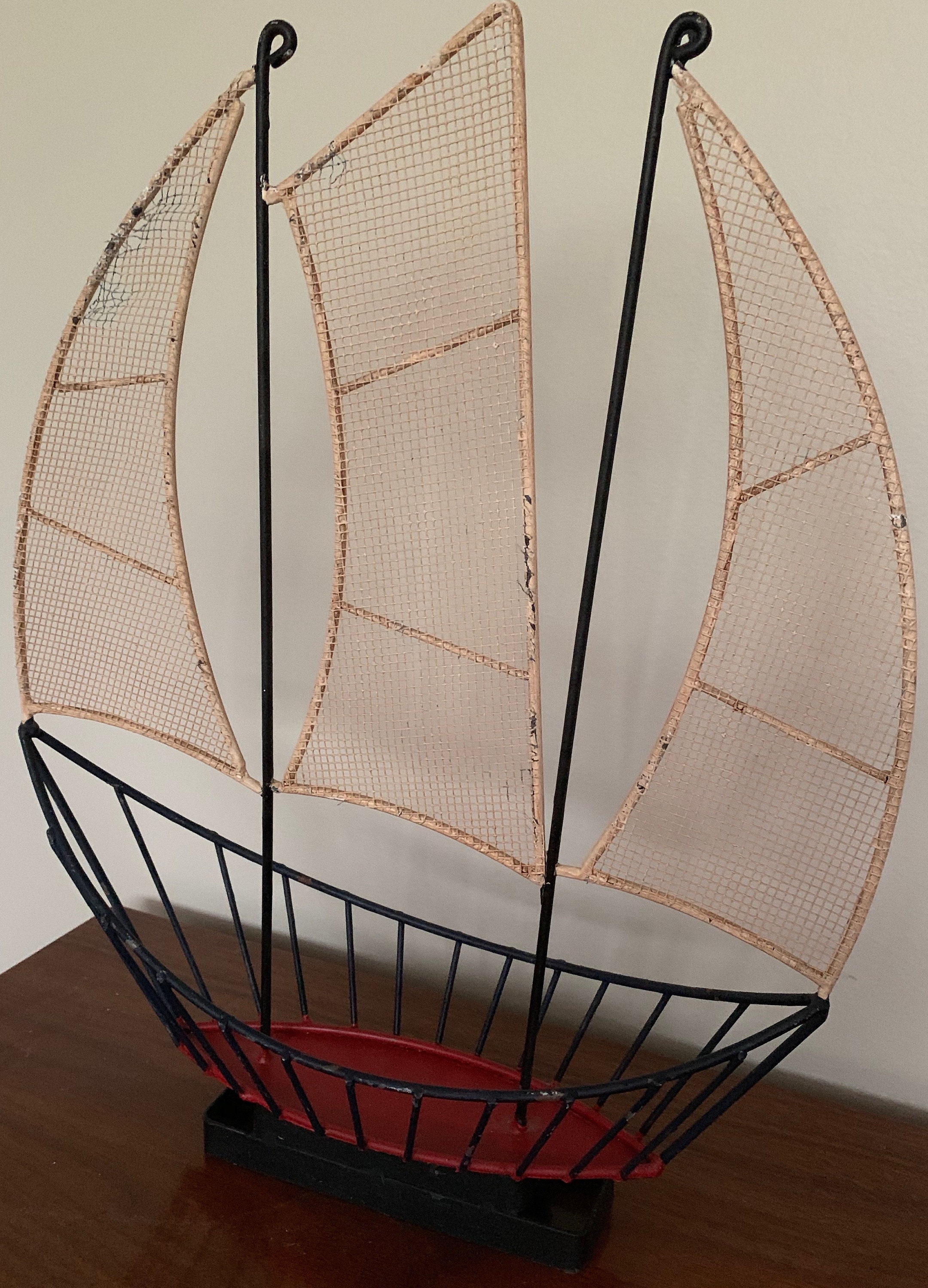 Vintage 50s Wire Mesh Iron Metal Clipper Ship Boat Mid Century Modern ...