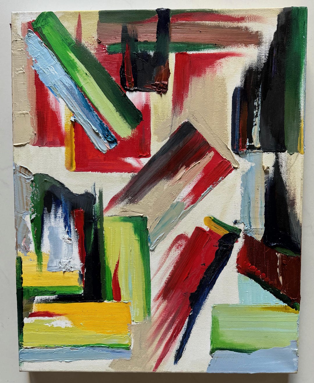 Contemporary Modern Art Abstract Shapes Oil Painting Colorful Artist ...