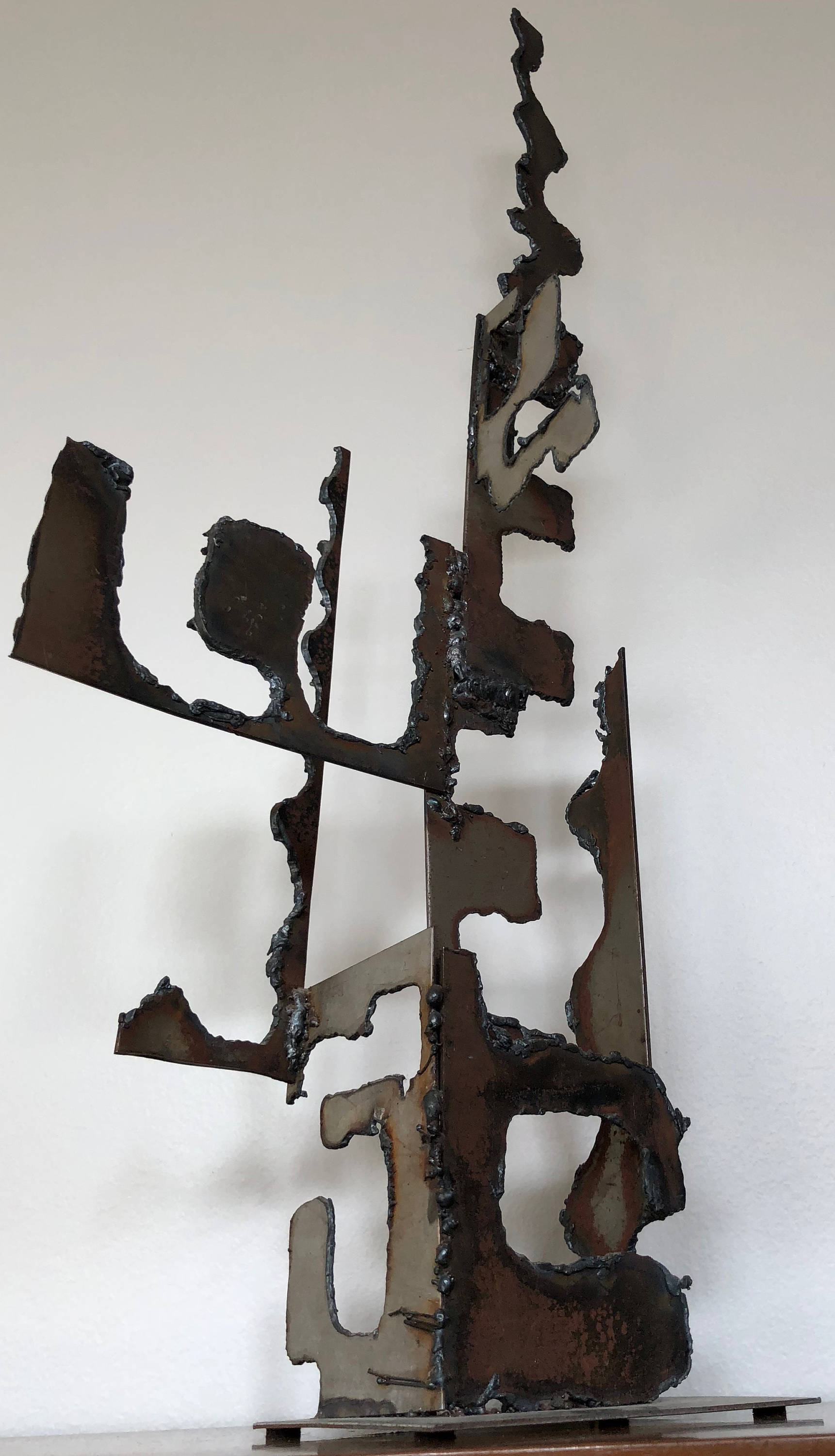 Vintage 60s 70s Torch Cut Steel Brutalist Sculpture Mid Century Modern ...